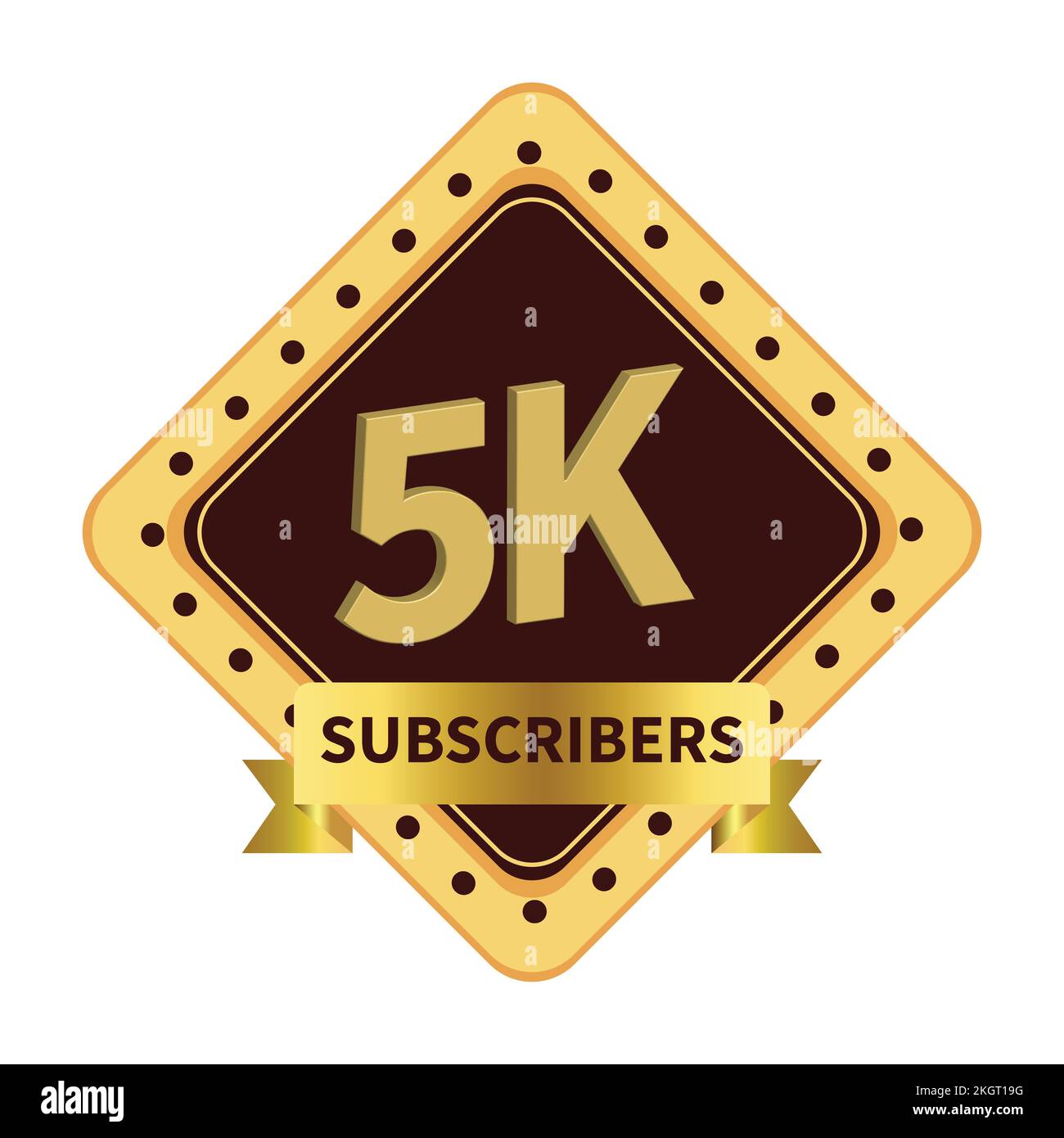 luxury 5k subscriber celebration badge with golden color ribbon on ...