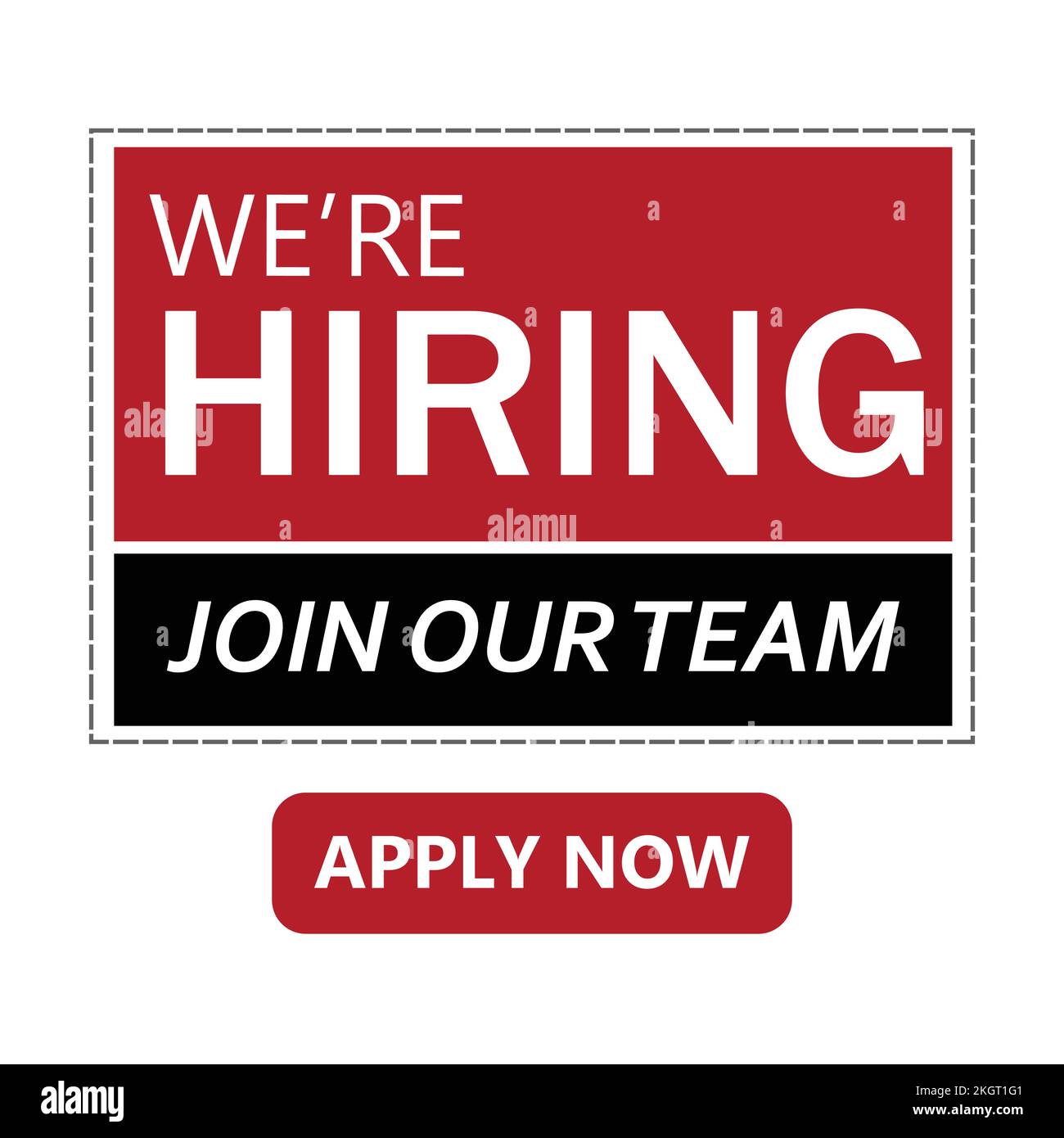 We are Hiring vector design with black and white text design on red and ...