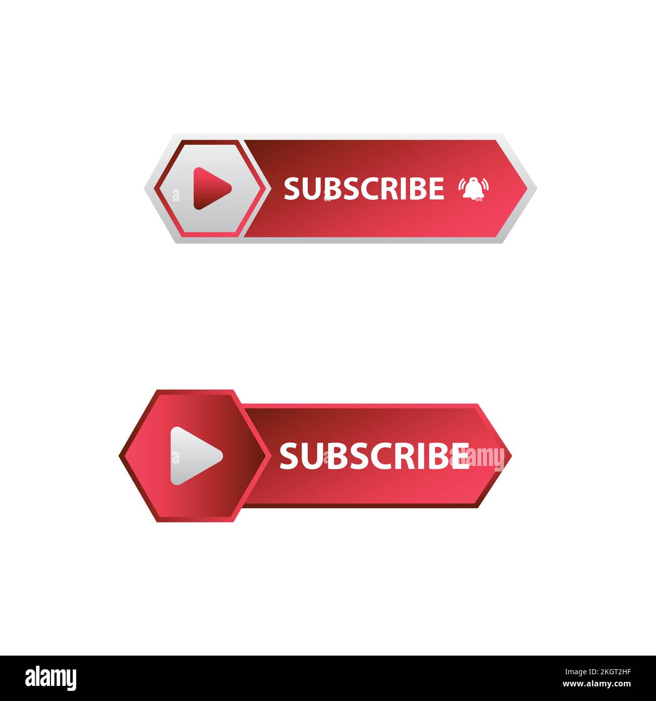 Icon Set of Chanel, Red Subscribe Button in Flat Style Vector Illustration, Metallic subscribe ...