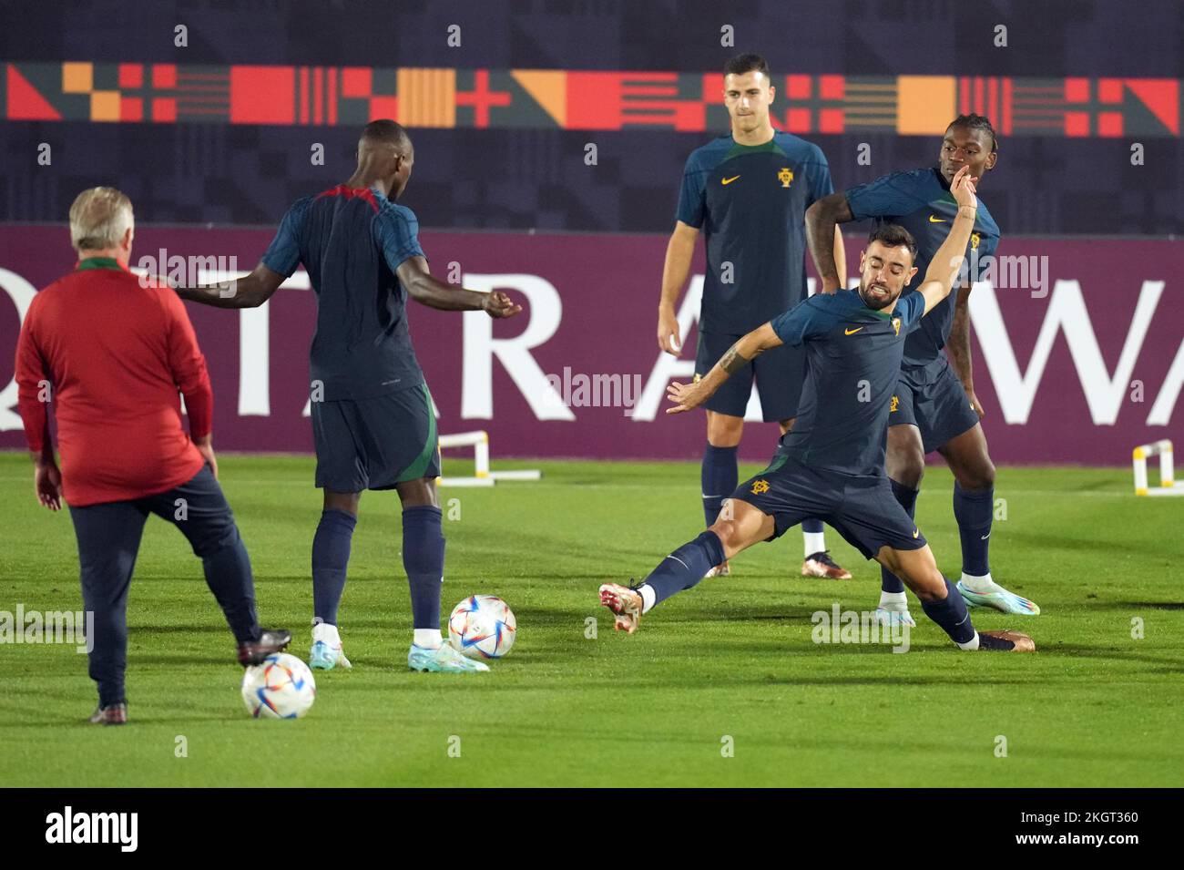 Portugal's Bruno Fernandes during a training session at the Al ...