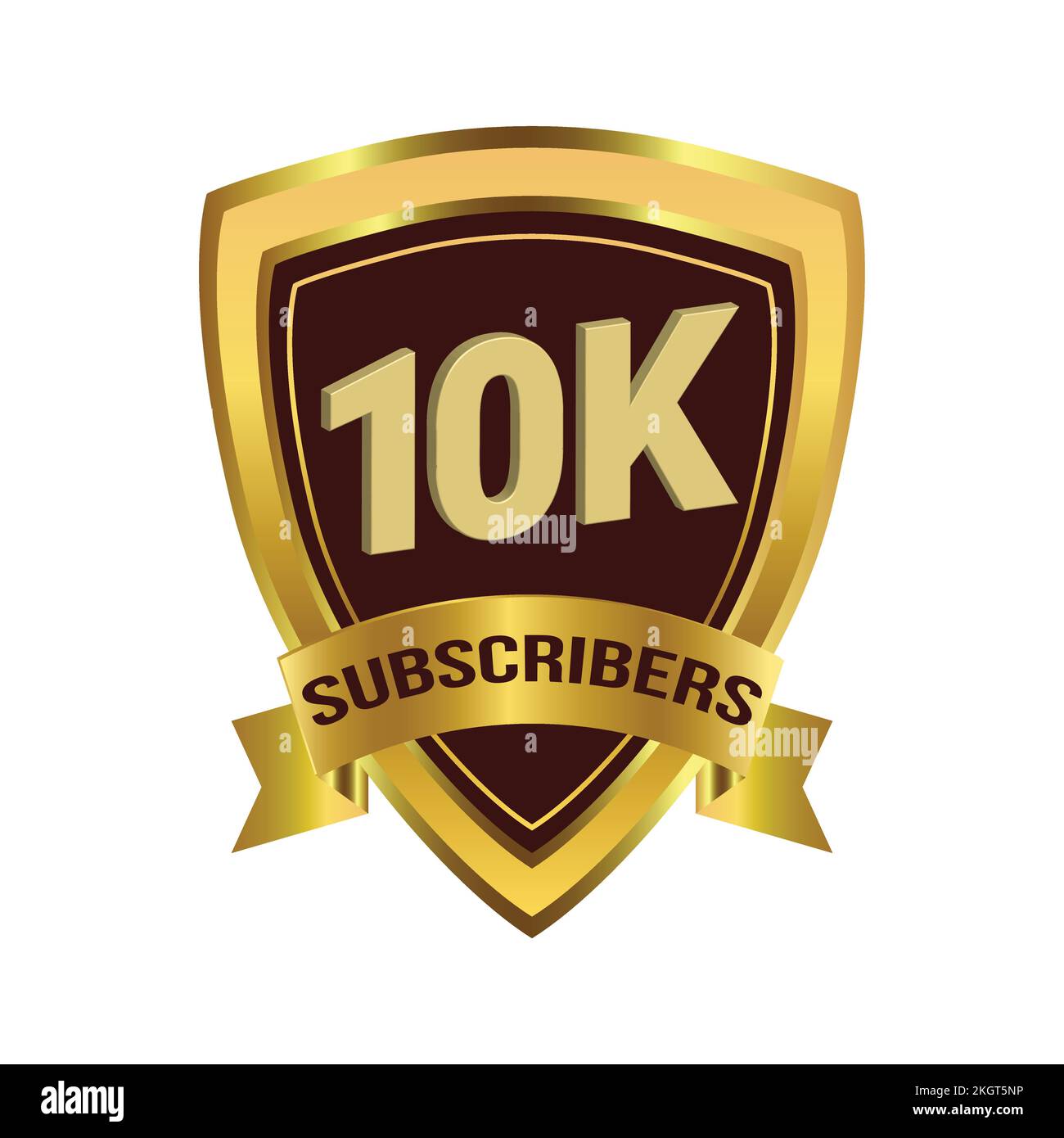 Luxury 10K Subscribers badge with golden ribbon and dark color shade ...
