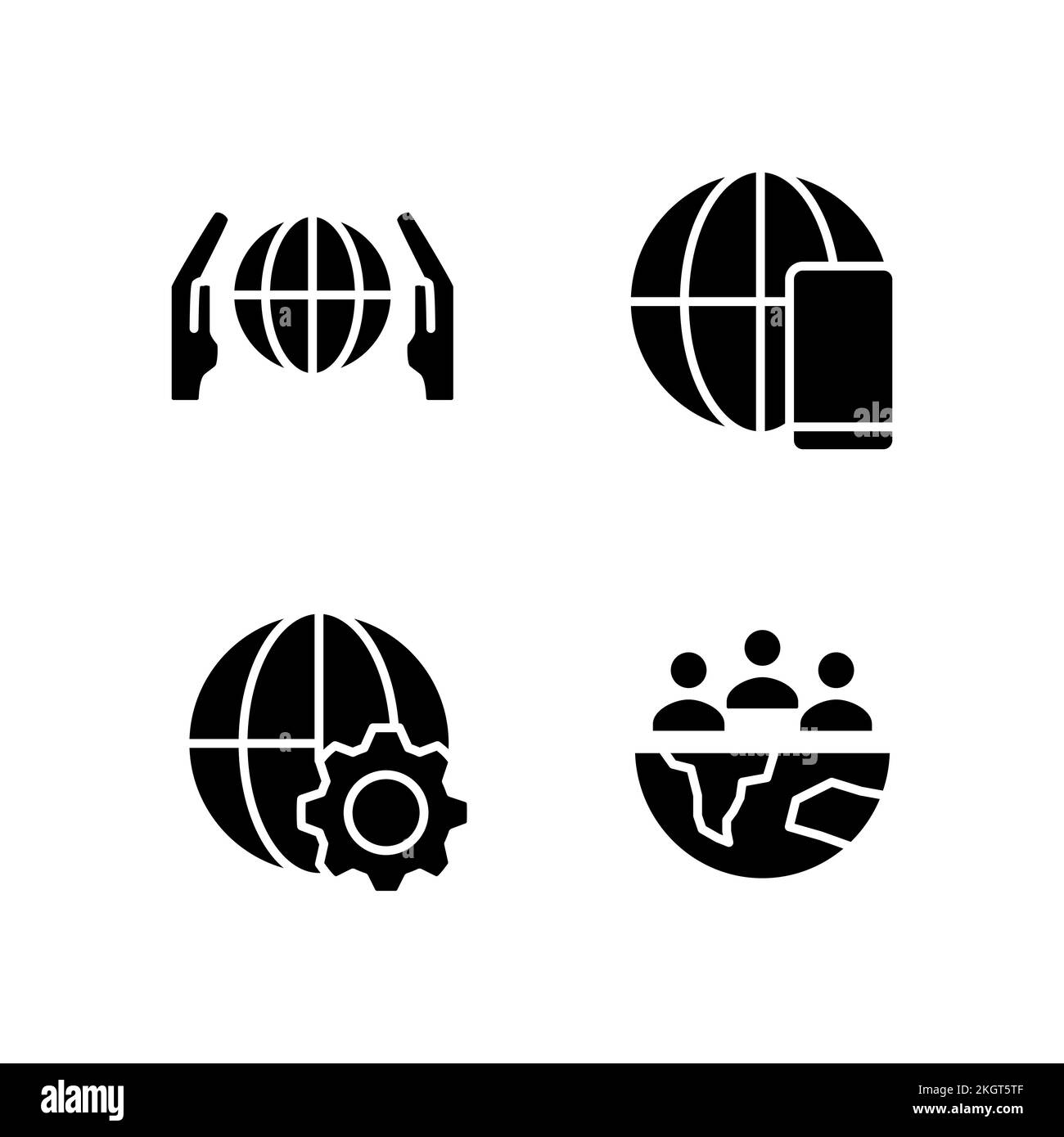 Globalization process black glyph icons set on white space Stock Vector ...