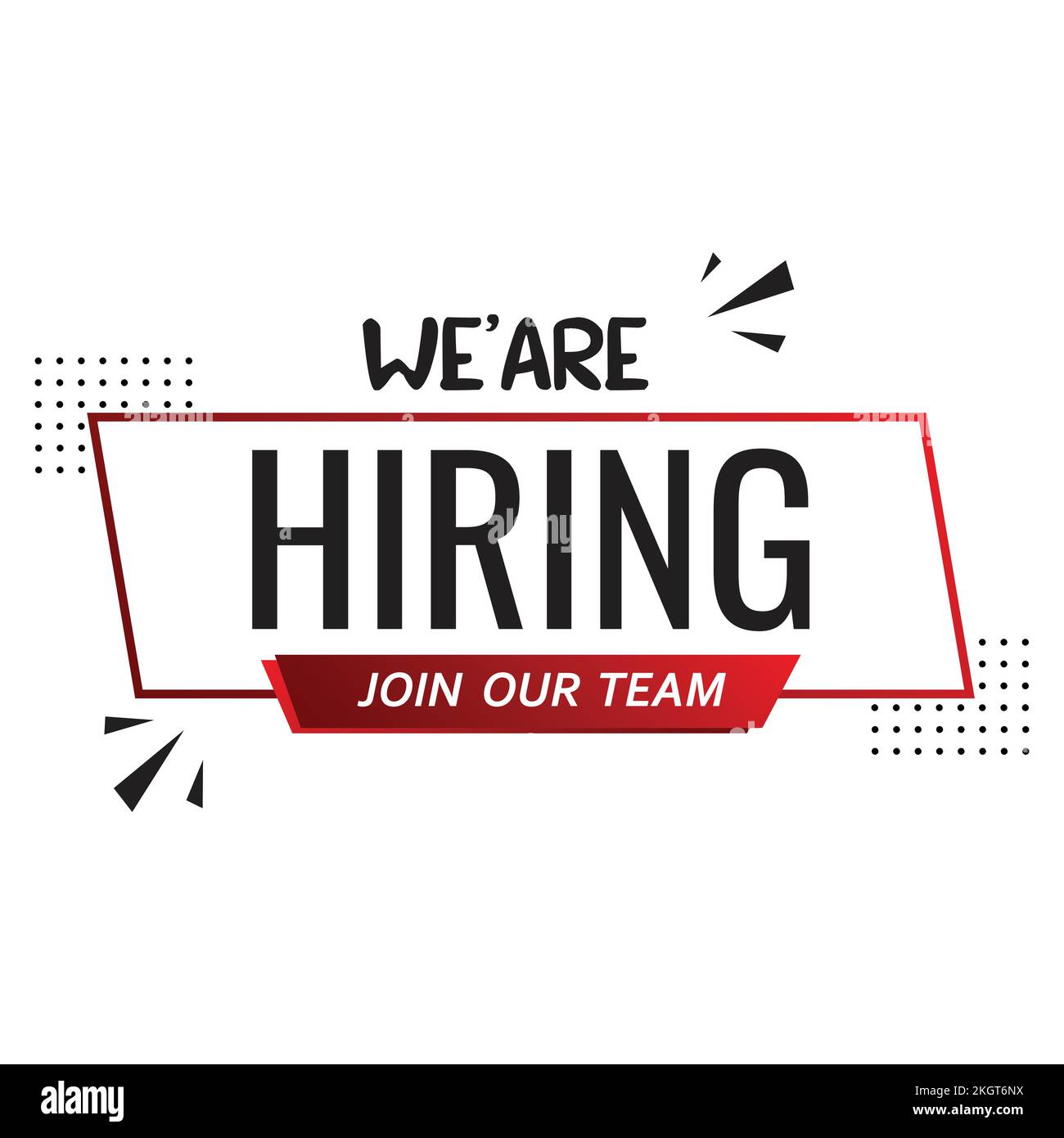 We are Hiring vector design with red and black text effect on white ...