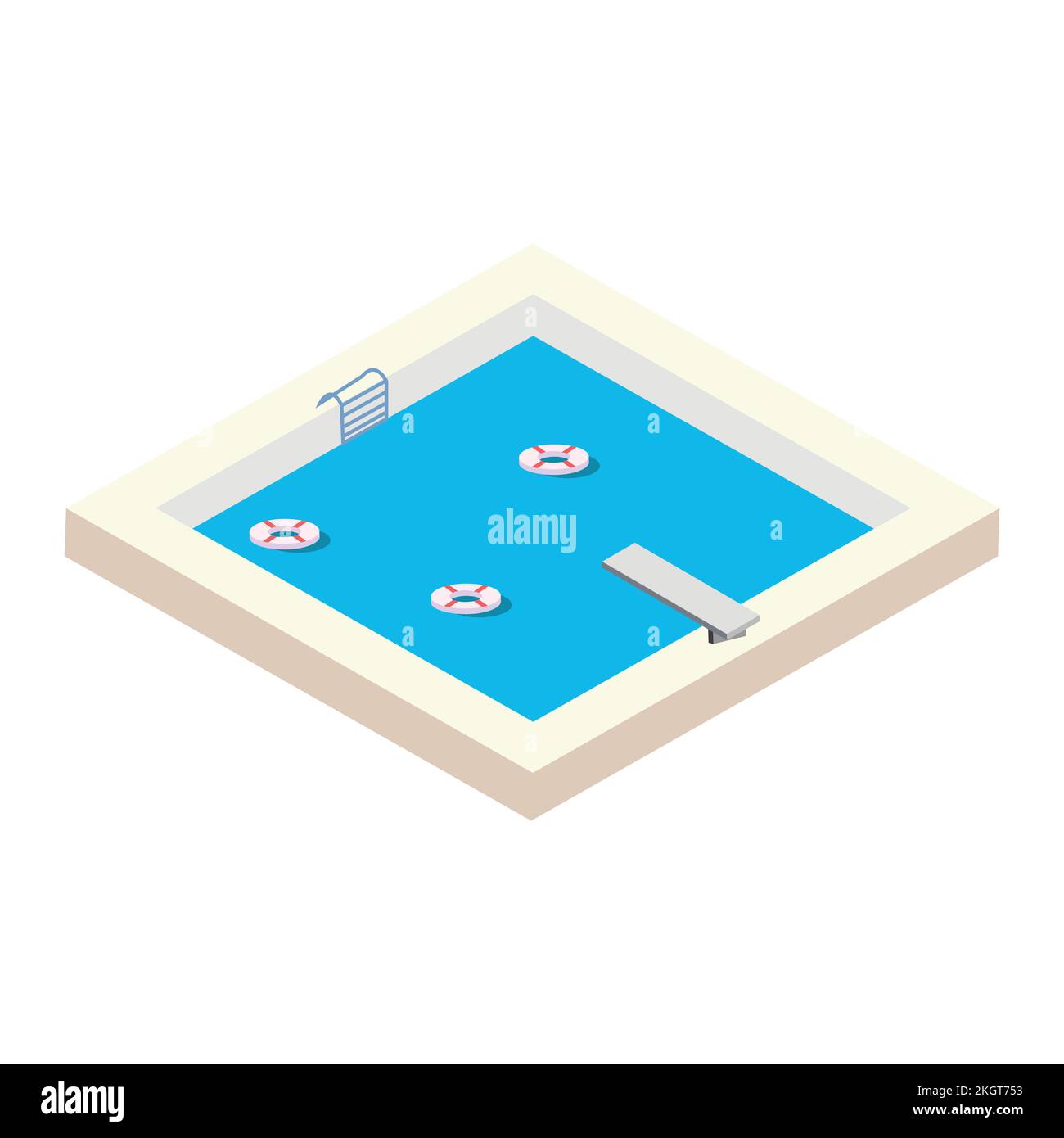2.5D swimming pool vector design with the lifebuoy concept, Swimming ...