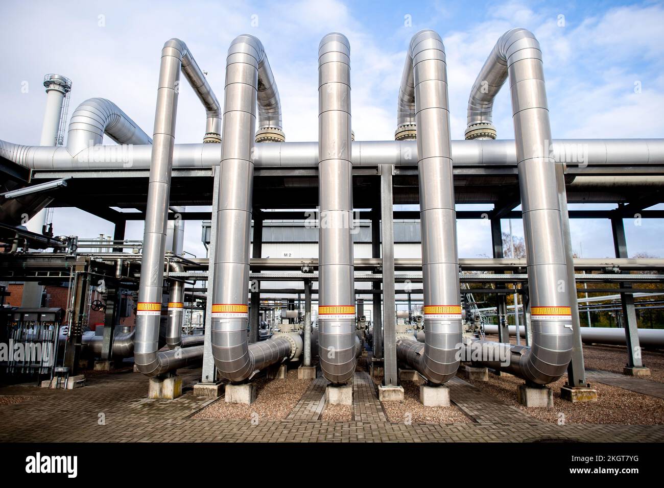 Rehden, Germany. 23rd Nov, 2022. Numerous pipes run along a technical ...