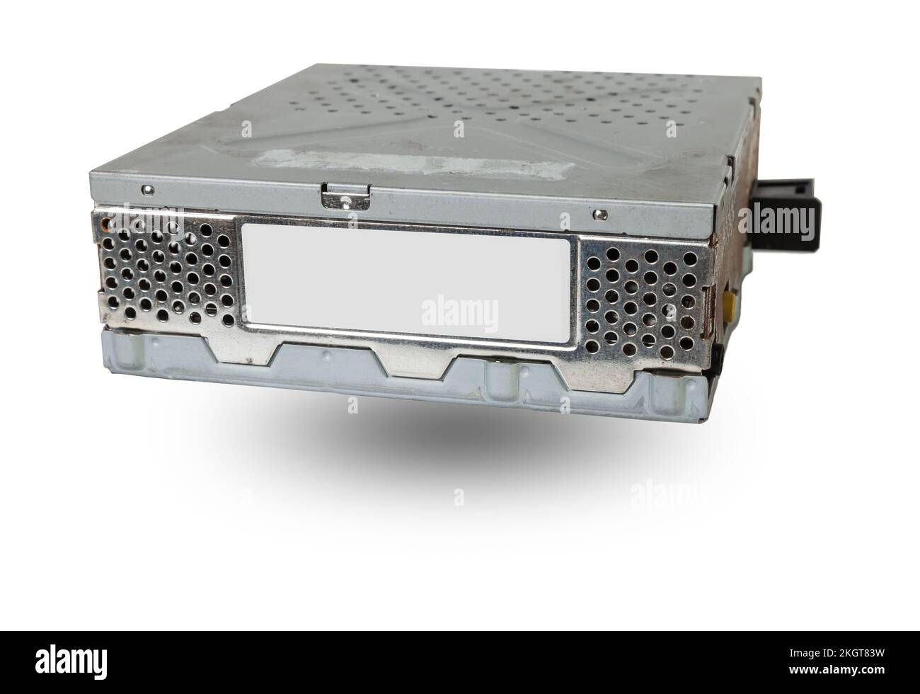 Metallic car engine control unit with plastic elements soaring on a ...