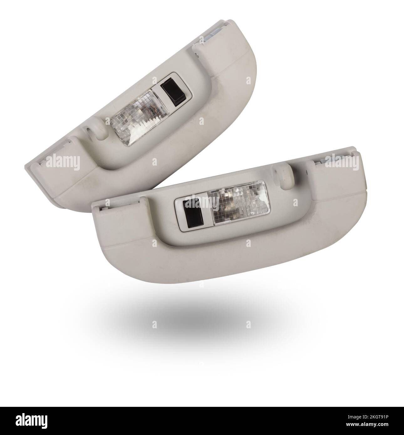 Vehicle interior grab handle with lamps on white isolated background ...