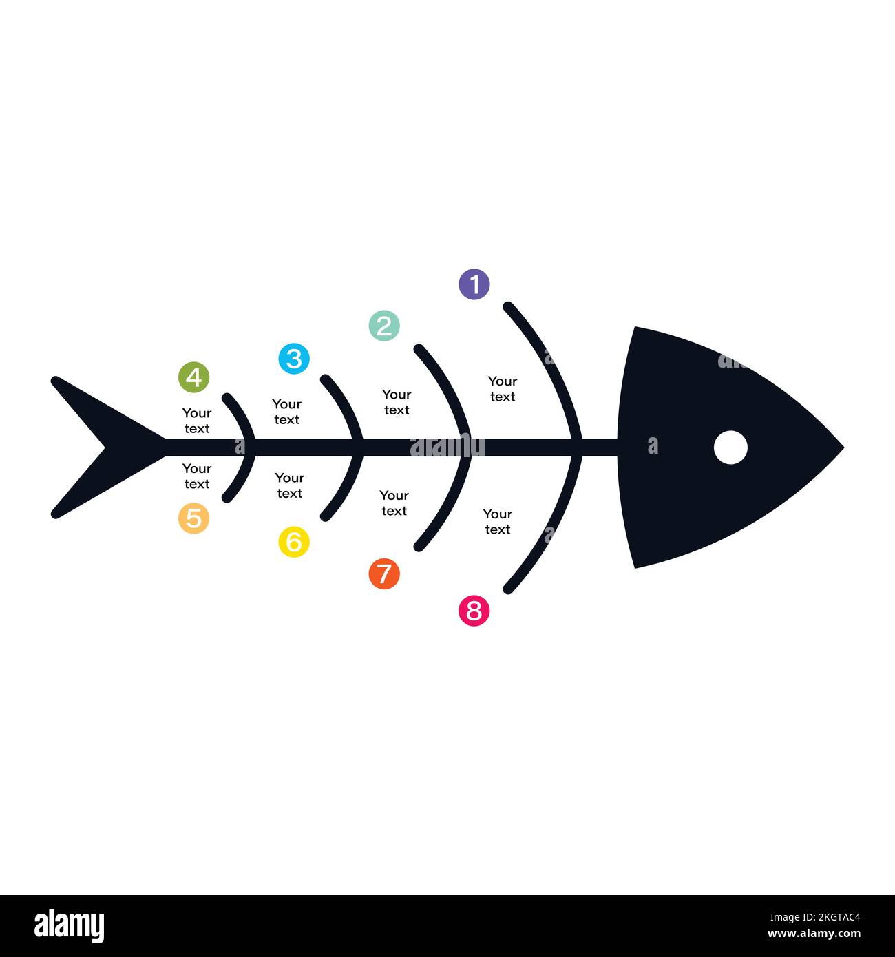 Stylish Fishbone infographic design with colorful text slot. Fishbone ...