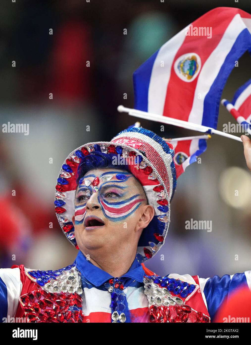 A Costa Rica fan in the stands ahead of the FIFA World Cup Group E ...