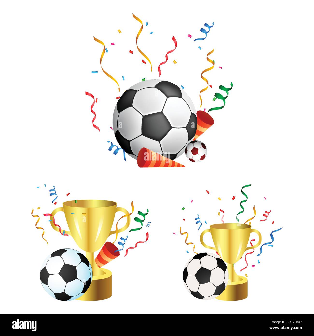 Trophy vector collection with a football for soccer match celebration ...
