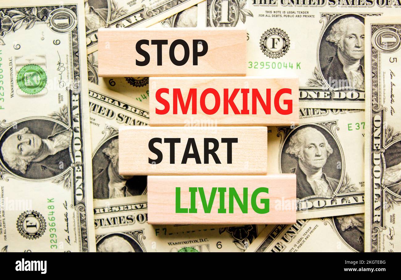 Stop smoking start living symbol. Concept words Stop smoking start ...