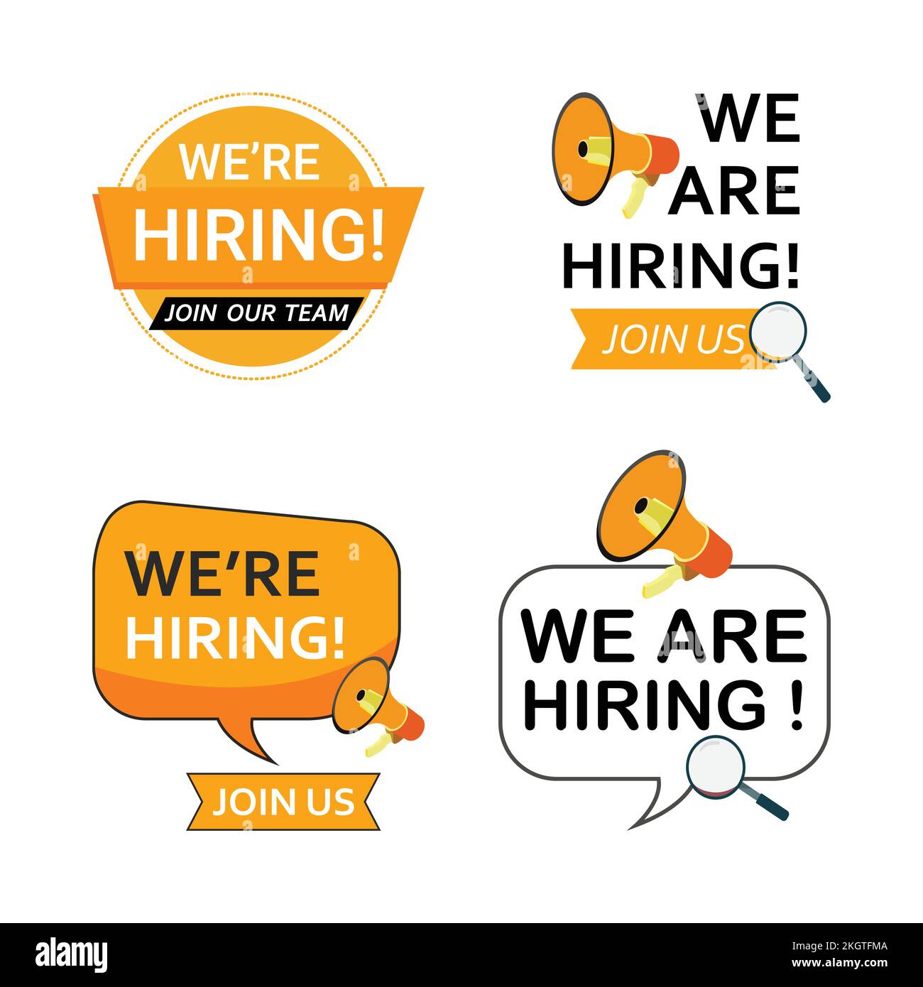 Job vacancy concept with we are hiring text design. Orange and white ...