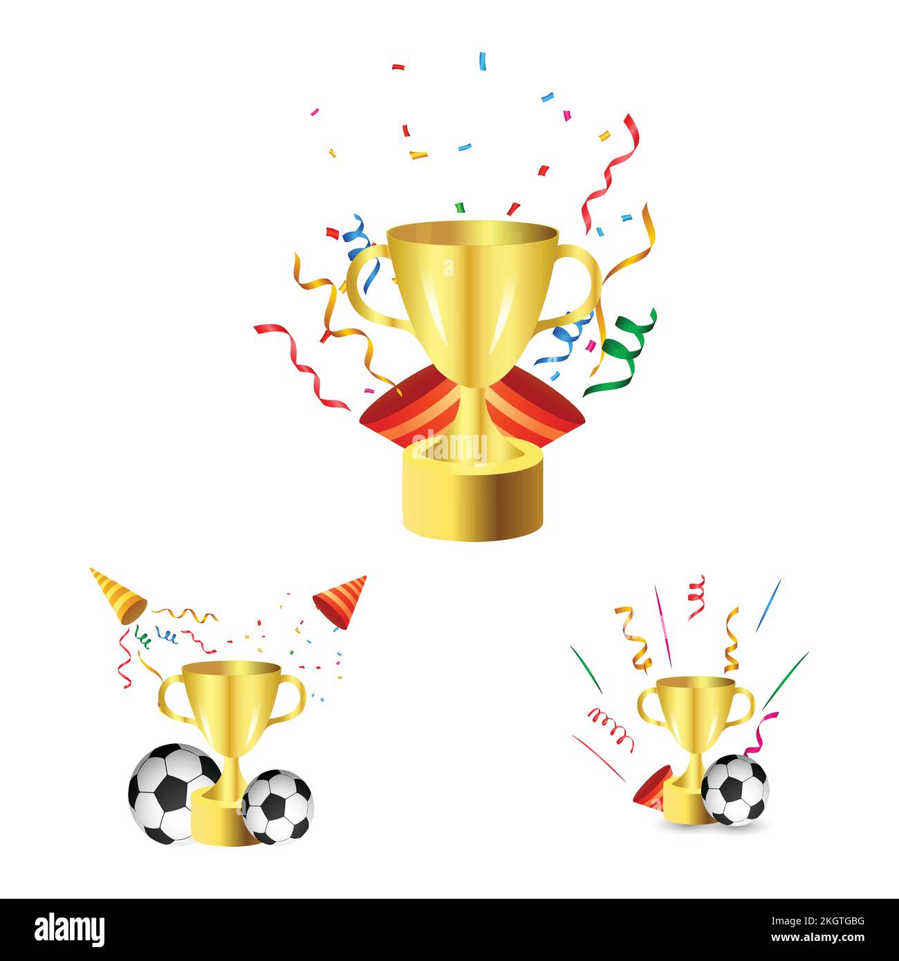 Trophy vector collection with a football for soccer match celebration ...