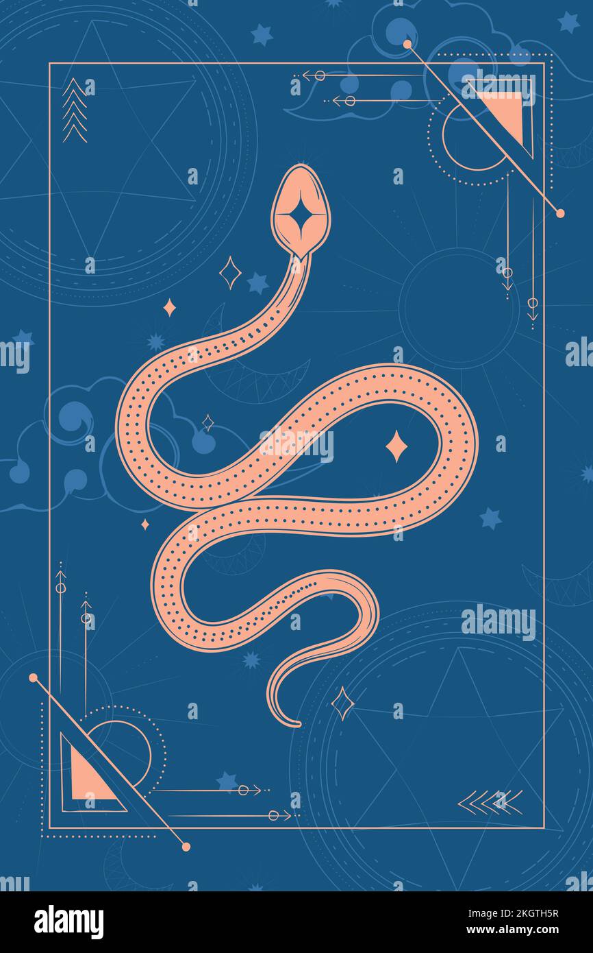 Tarot card with snake esoterism sketch icon Vector Stock Vector Image ...