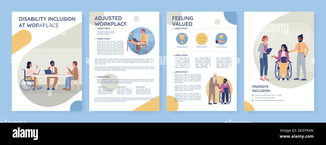 Disability inclusion at workplace flat vector brochure template Stock ...