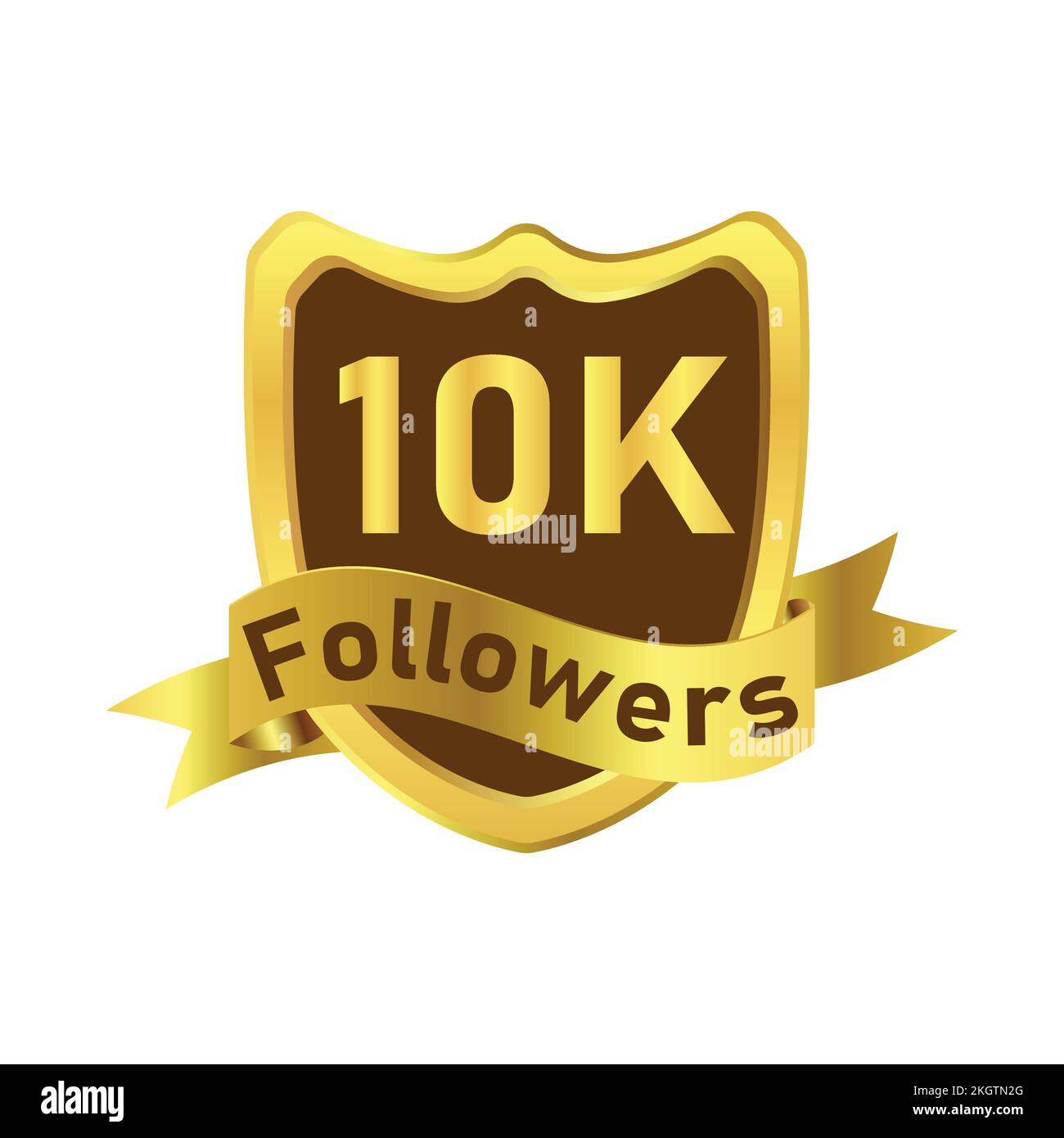 10K follower celebration golden badge with ribbon. Thanksgiving for 10K ...
