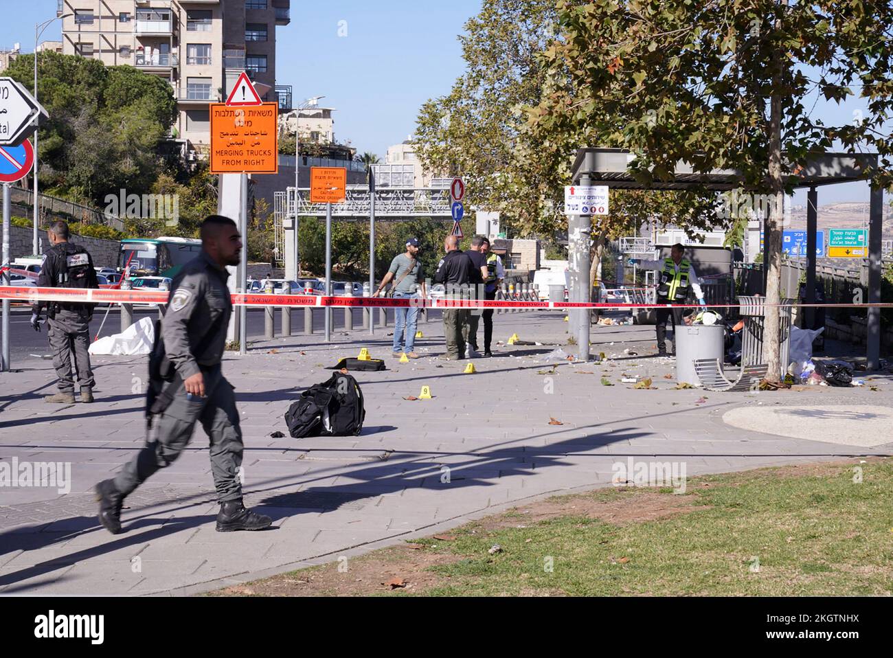 Jerusalem, Israel. 23rd Nov, 2022. Israeli security forces and forensic ...