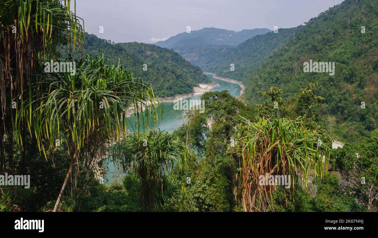 Beautiful landscape panorama of the Siang or Siyom river valley with ...