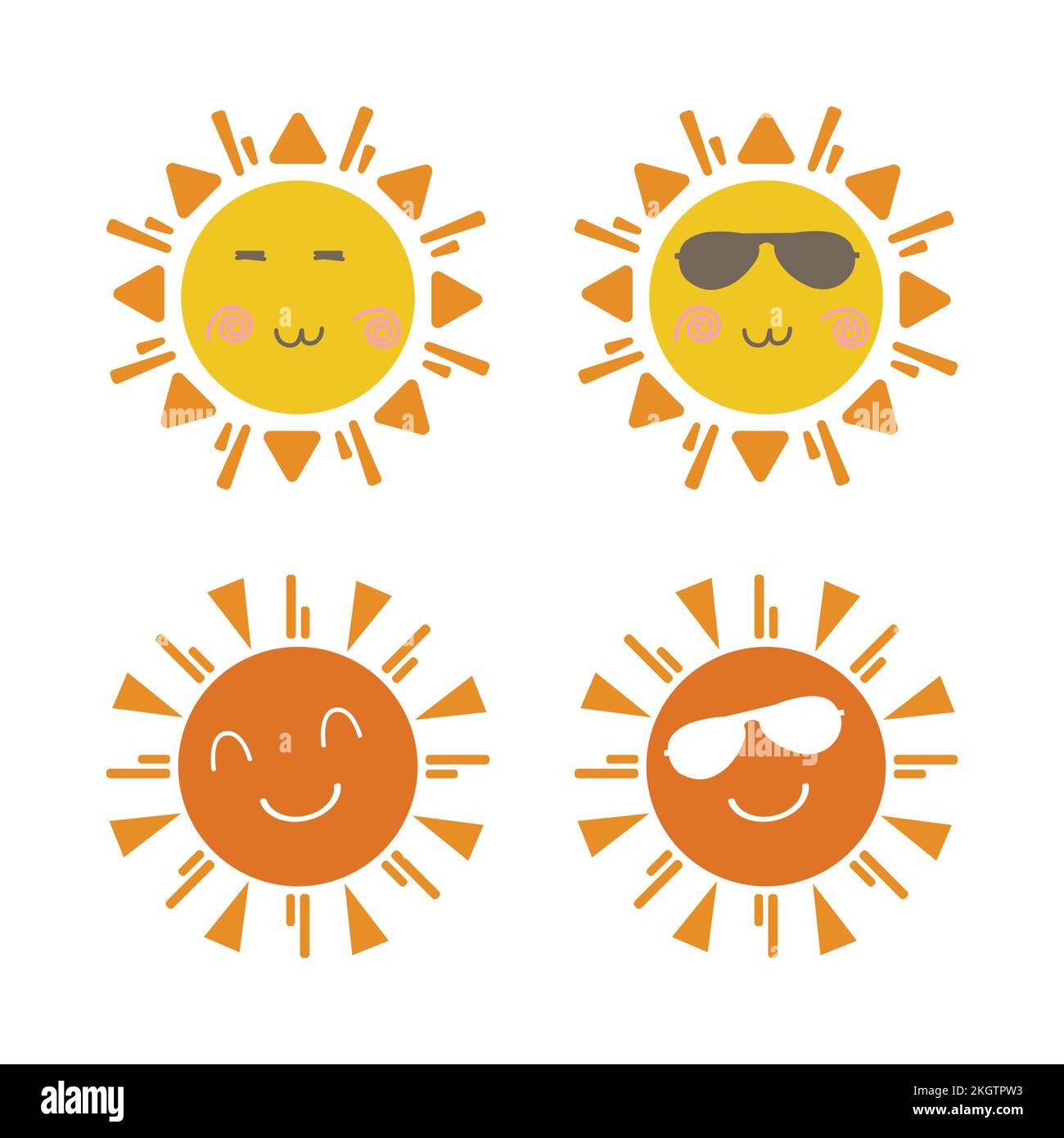 Sun cute sticker with a round shape and yellow and red color. Cute sun ...