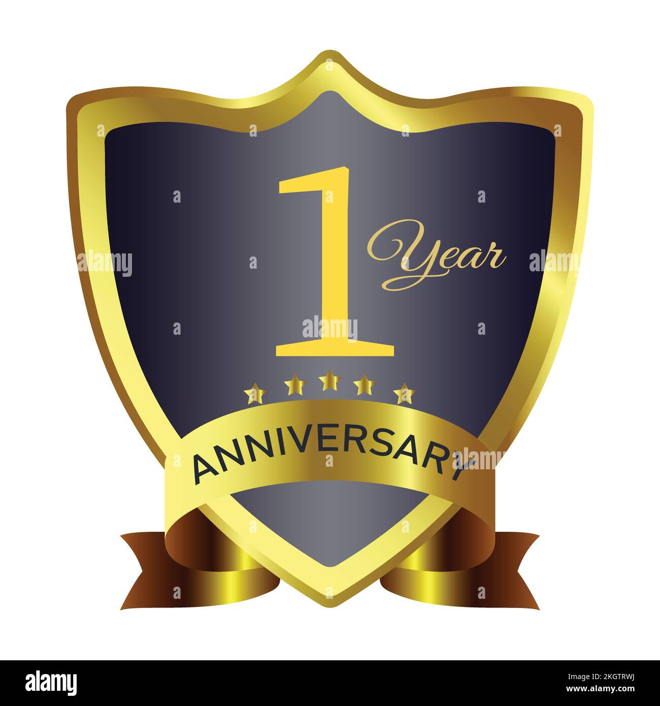 Ten years anniversary badge design with golden gradient color ...