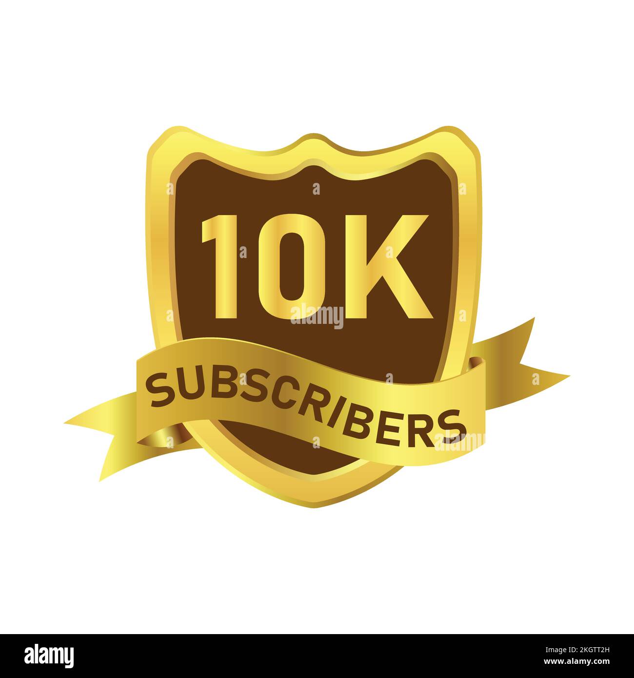 Social media subscriber badge design with golden gradient color ...
