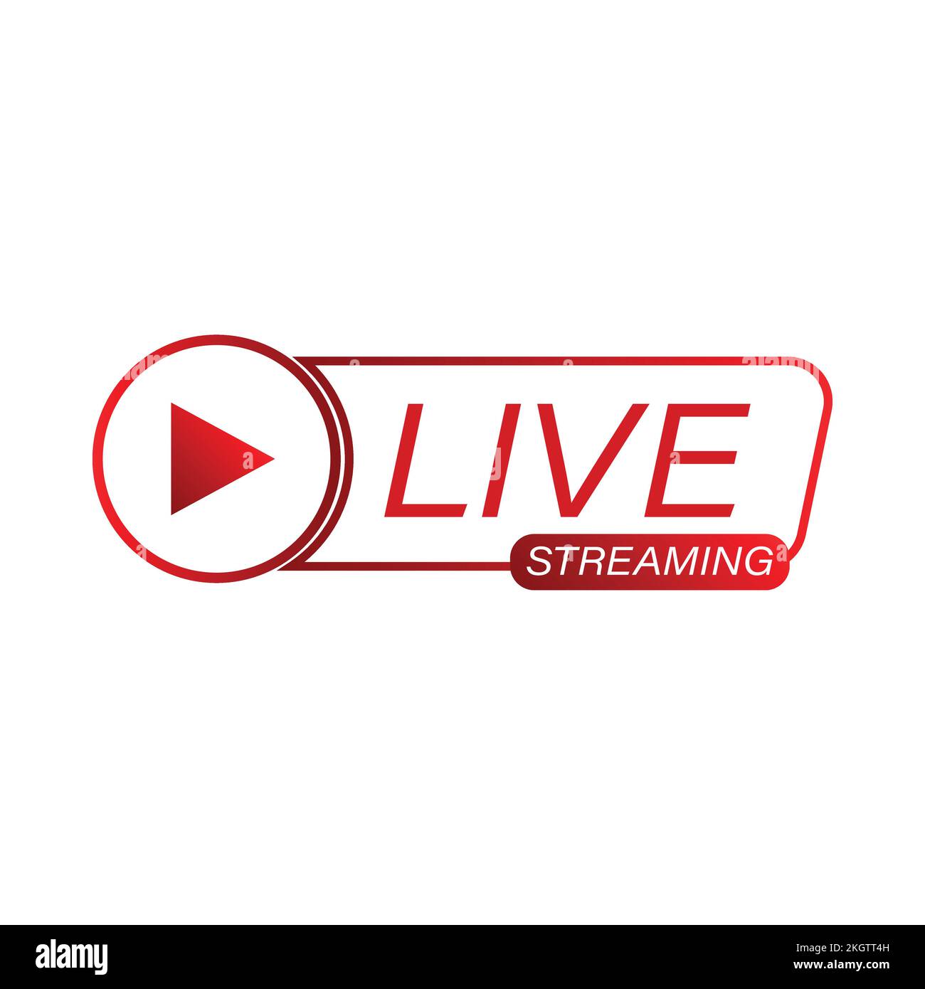 Live streaming icon design for the broadcast system. Live streaming icon with red and white ...