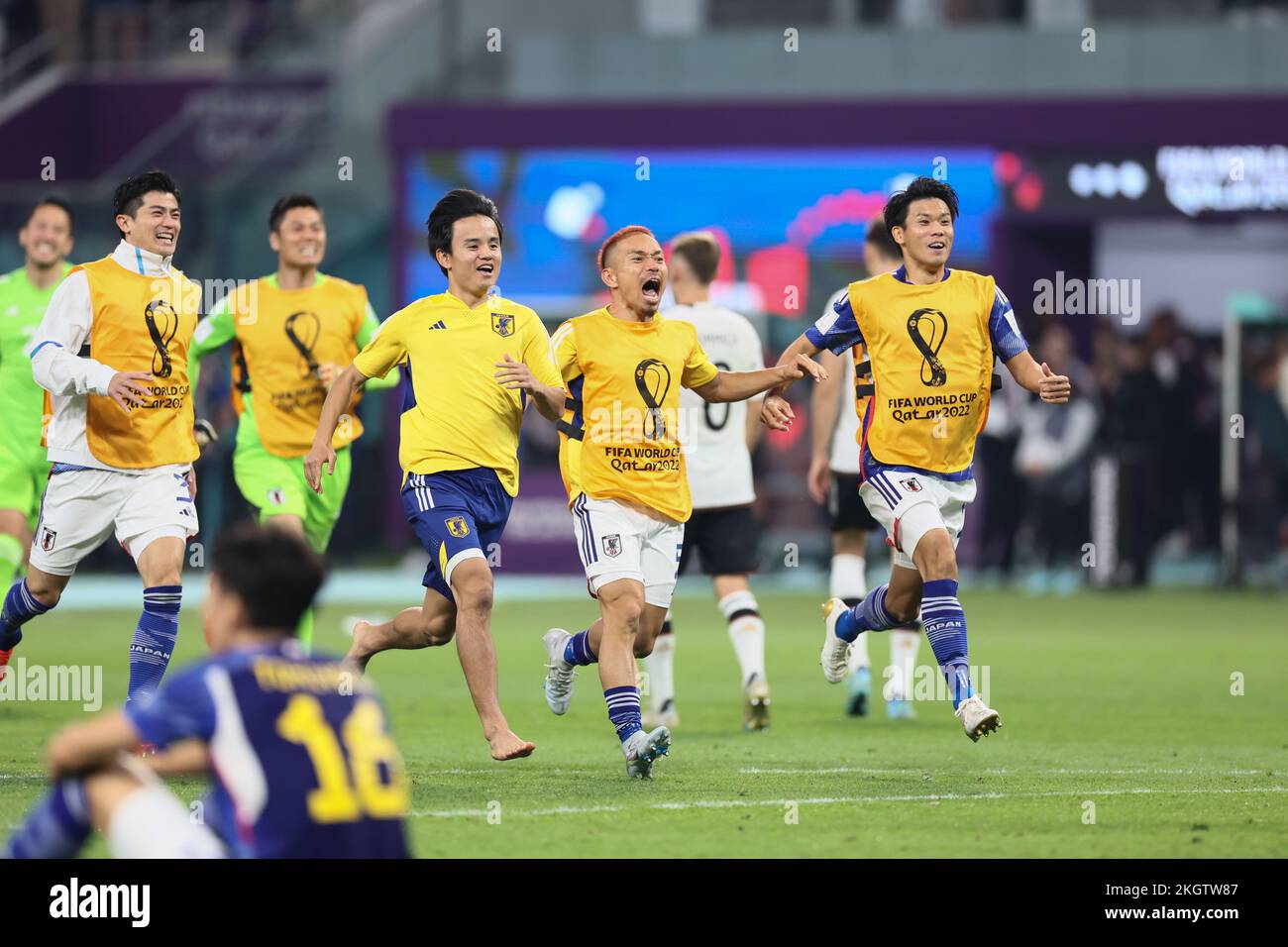Doha, Qatar. 23rd Nov, 2022. Players of Japan celebrate after the Group ...