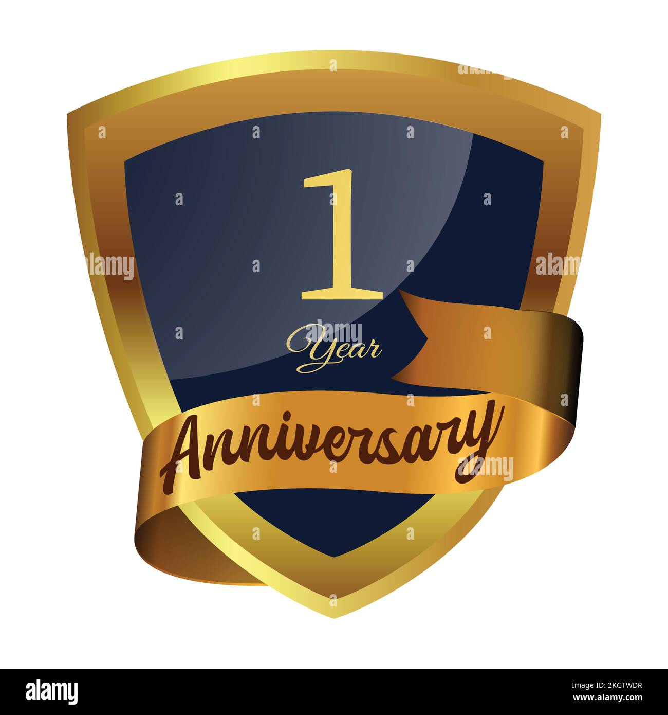1-year couple anniversary badge design with golden gradient color ...