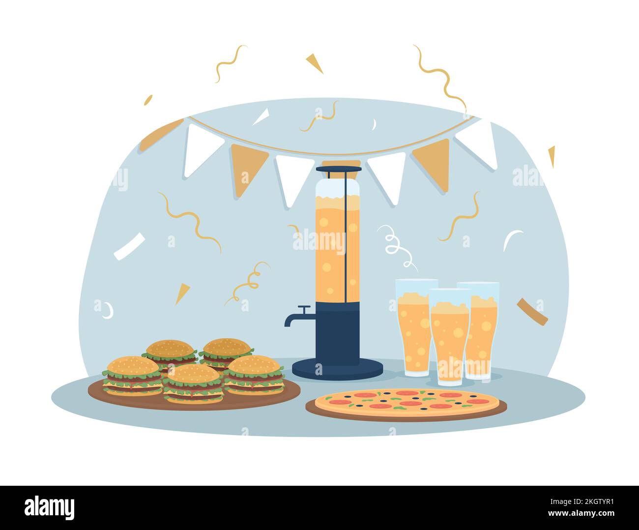 Bachelor party food 2D vector isolated illustration Stock Vector Image ...
