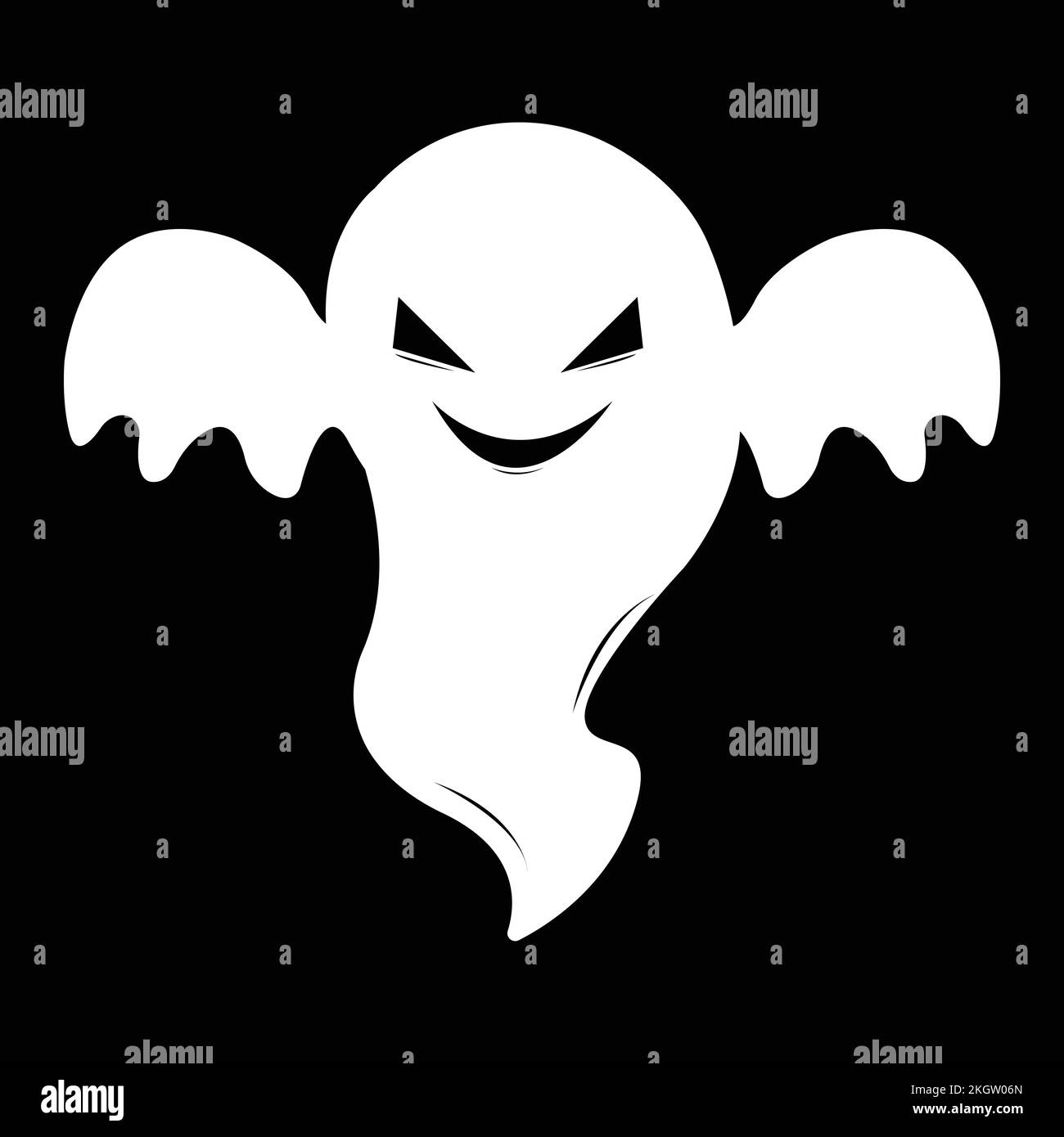 Halloween white ghost with devil eyes design on a black background ...