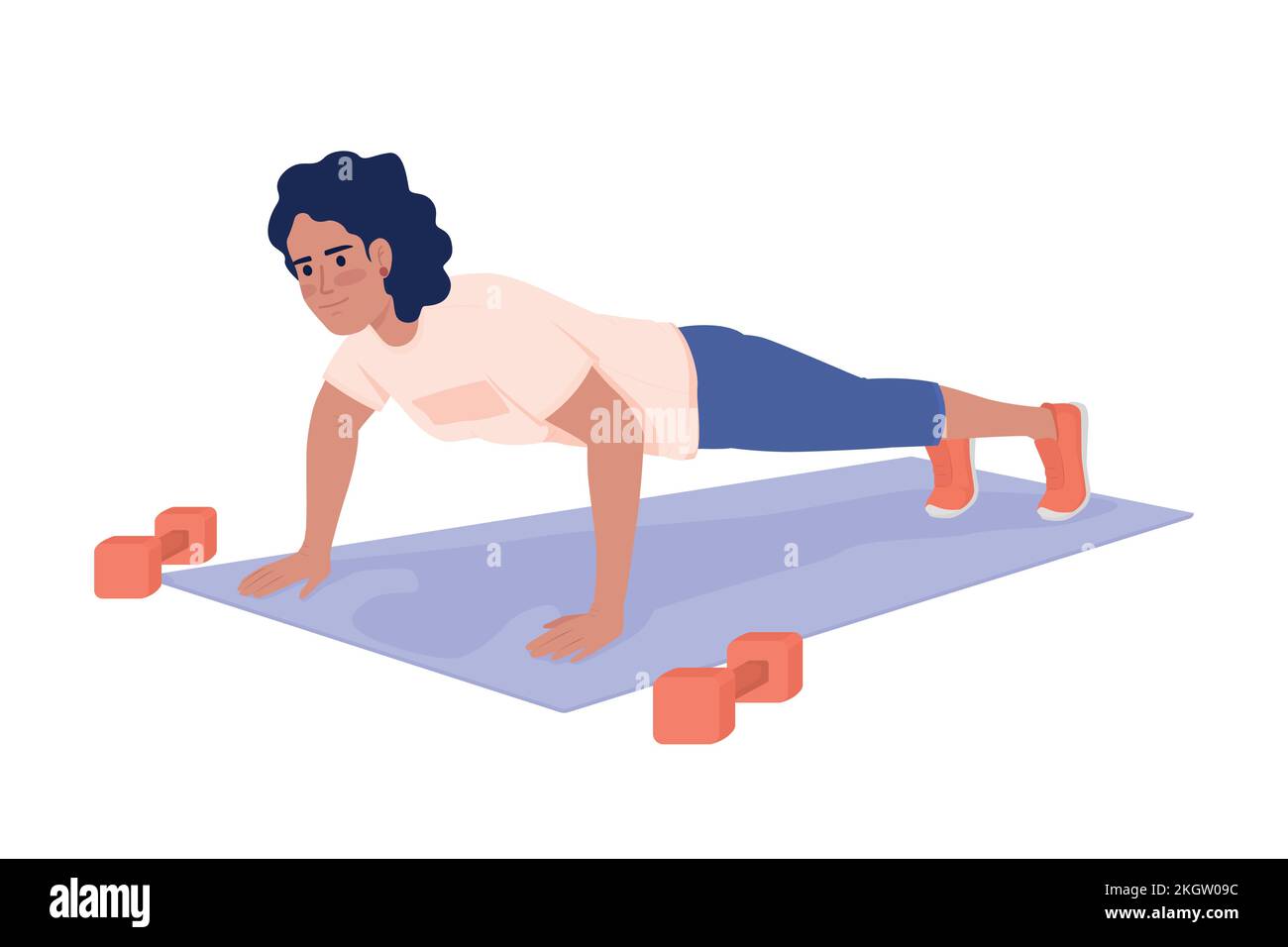Exercise push ups woman illustration hi-res stock photography and ...