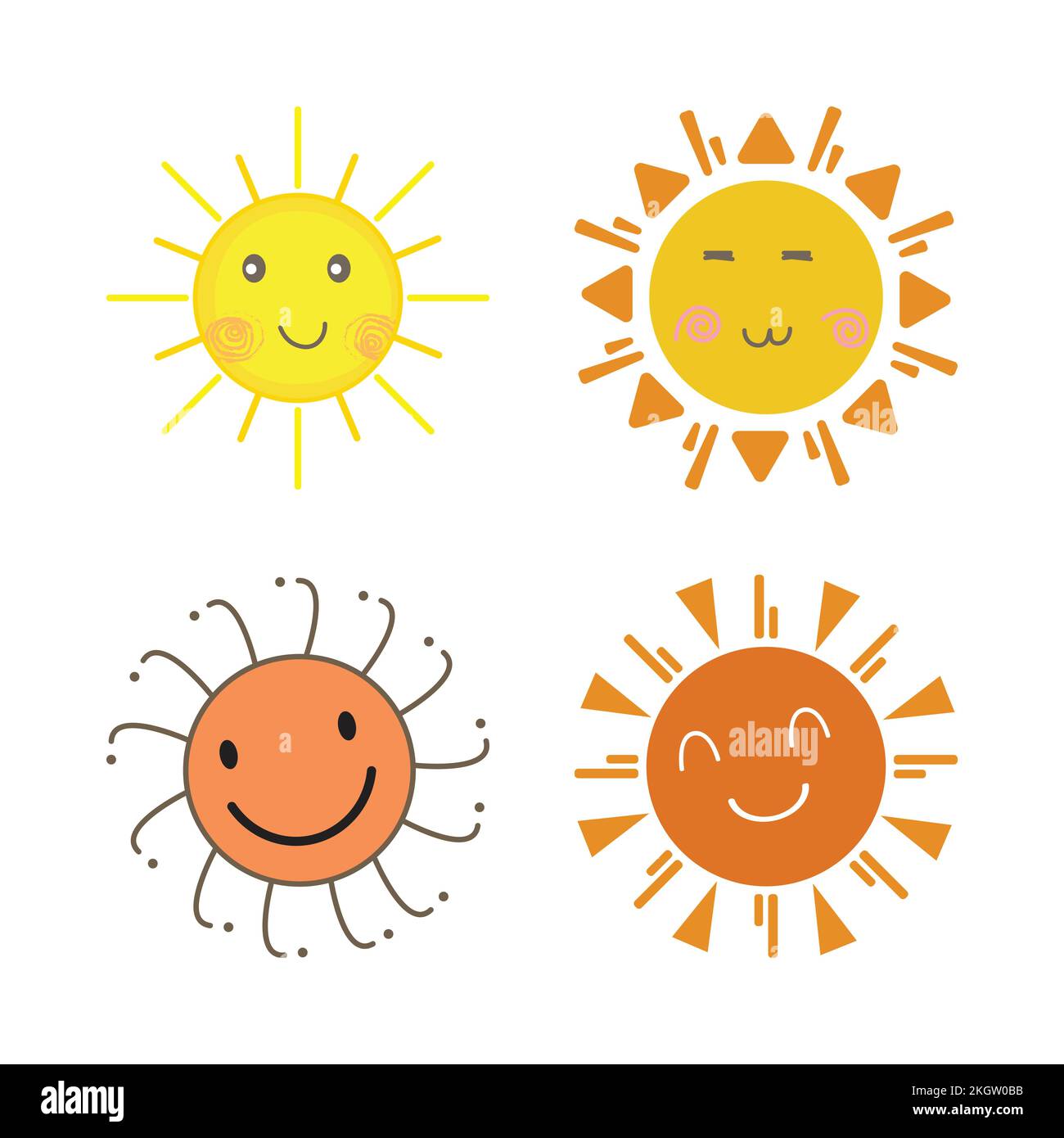 Sun sticker with a round shape and yellow and red color. Sun with a ...