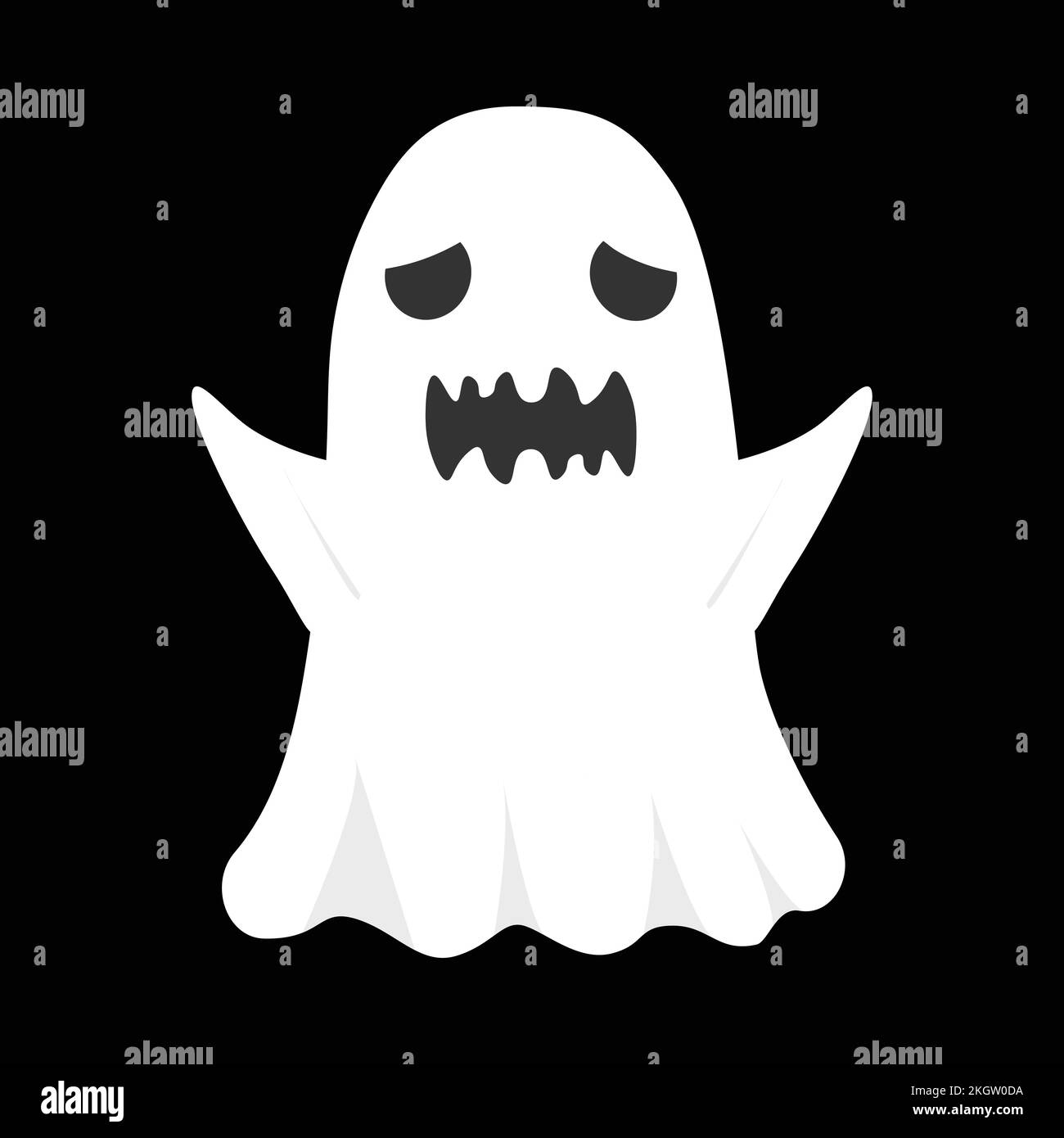Halloween scary little white ghost design on a black background. Ghost ...