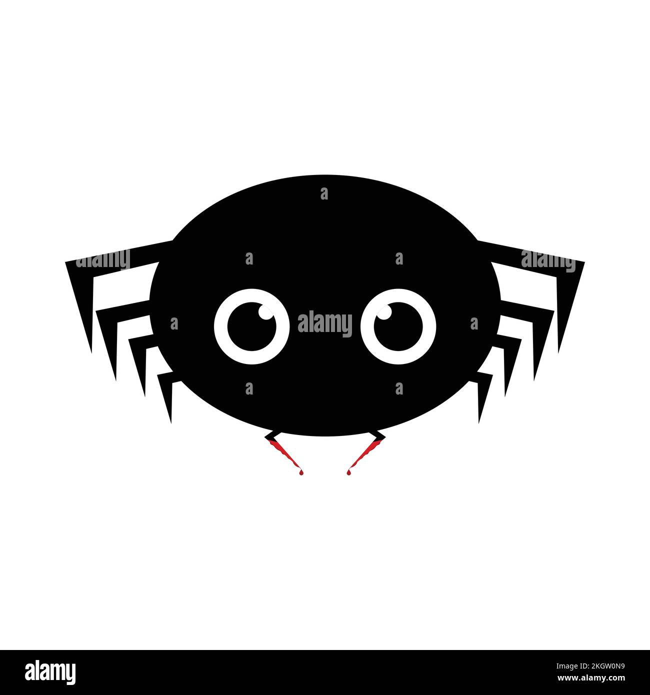 Halloween cute black spider vector with scary teeth. Halloween ...