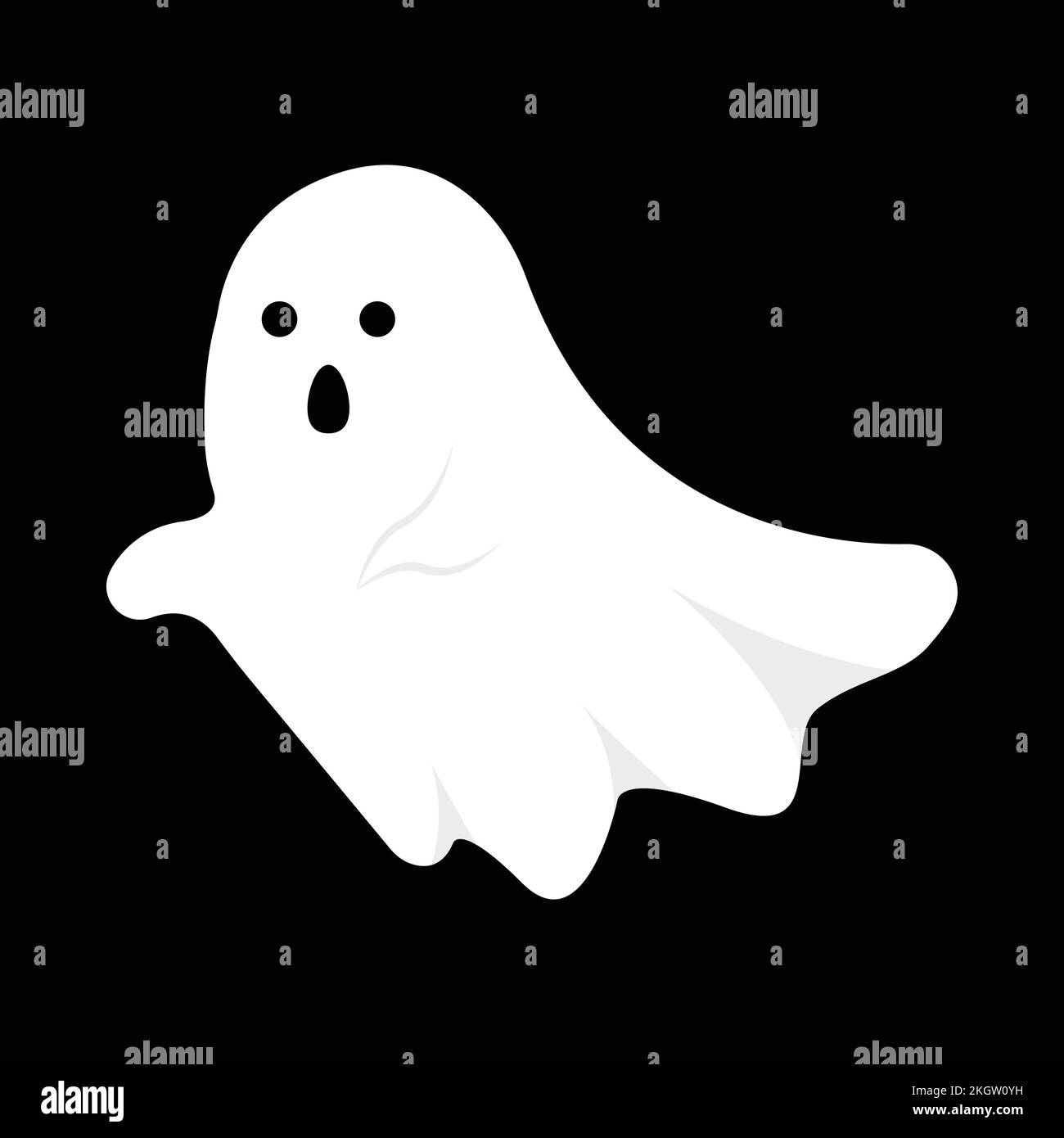 Halloween cute round white ghost design on a black background. Ghost ...