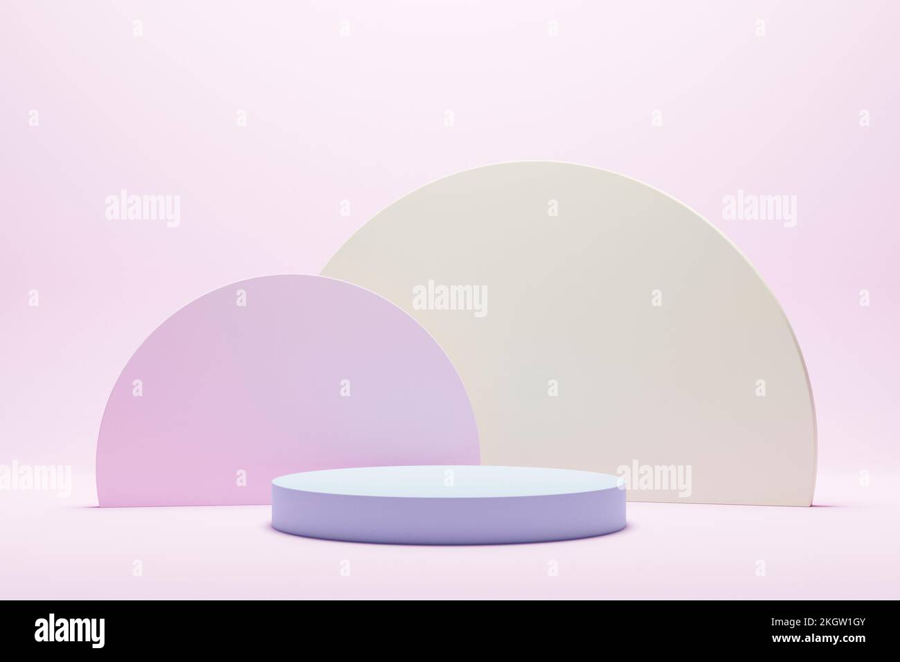 Realistic 3d rendering platform for product display with pastel colours on pink background Stock ...