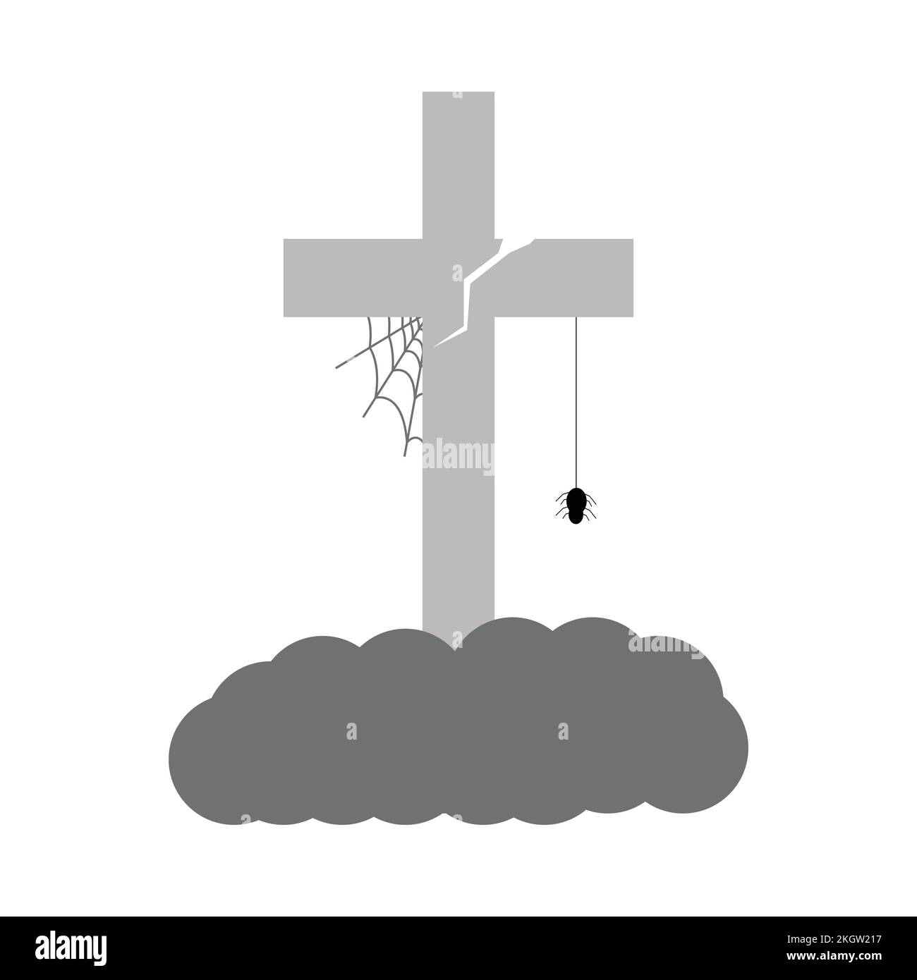 Halloween grey color Christian sign gravestone design vector ...