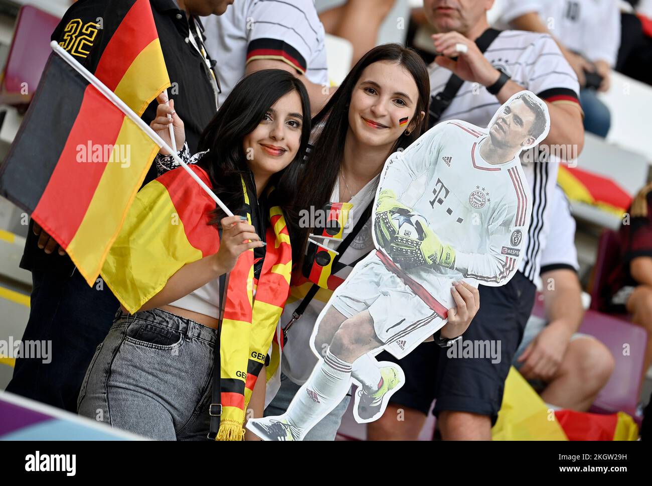 Doha, Qatar, November 23rd, 2022, Feature, female fans with goalwart ...