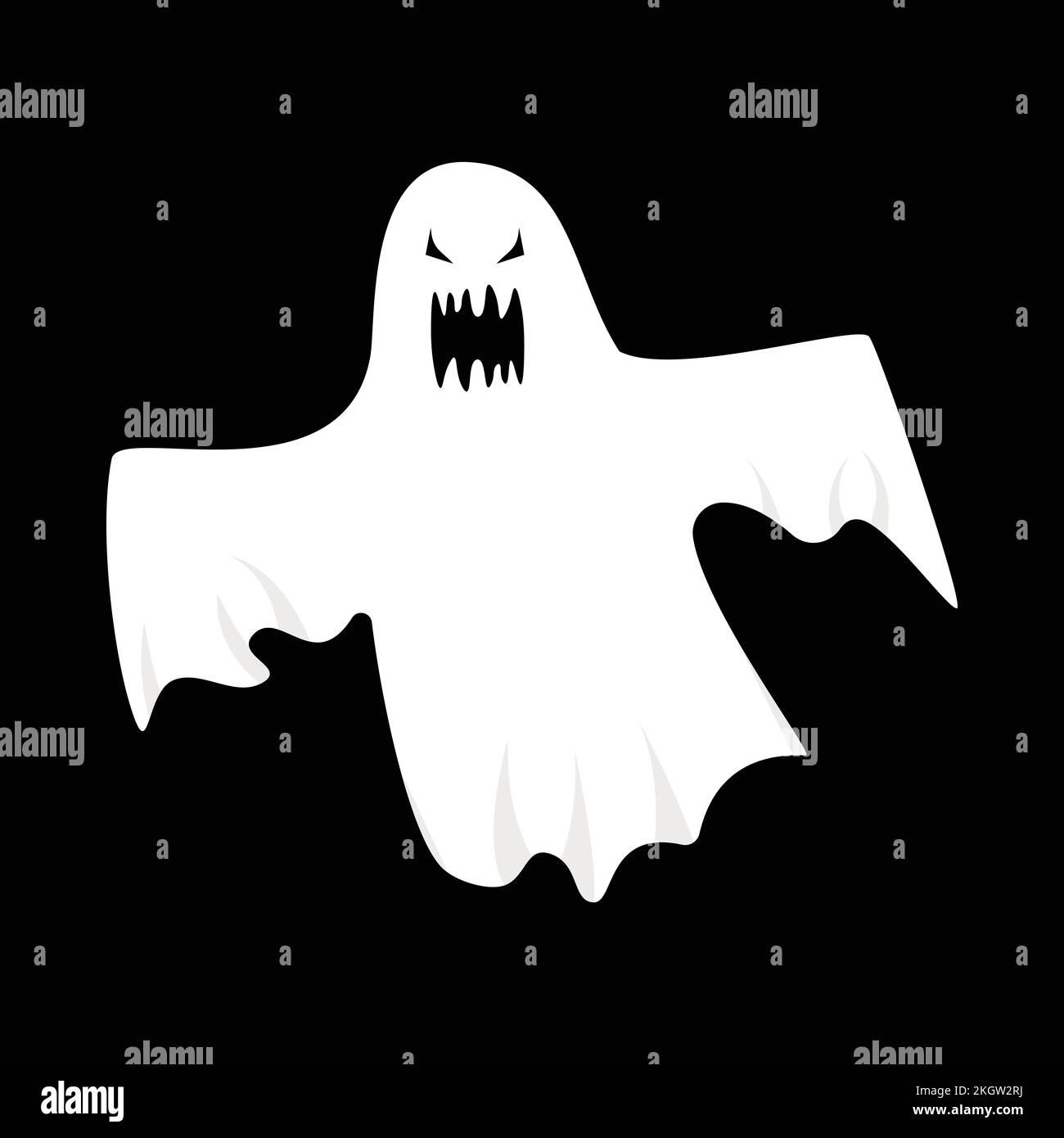 Halloween very scary white ghost design with an evil face on a black ...