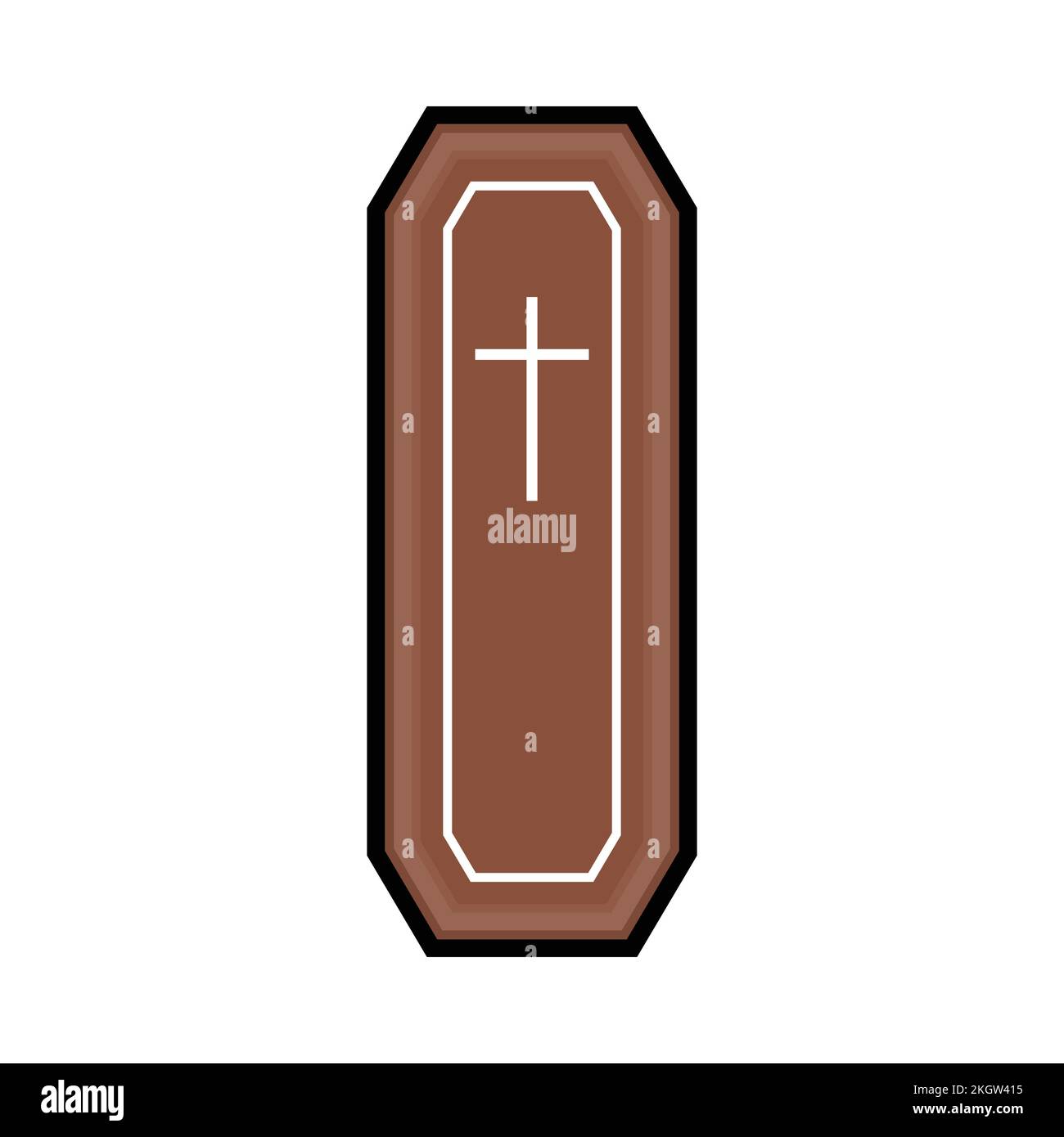 Halloween wood color coffin design on a white background. Coffin with ...
