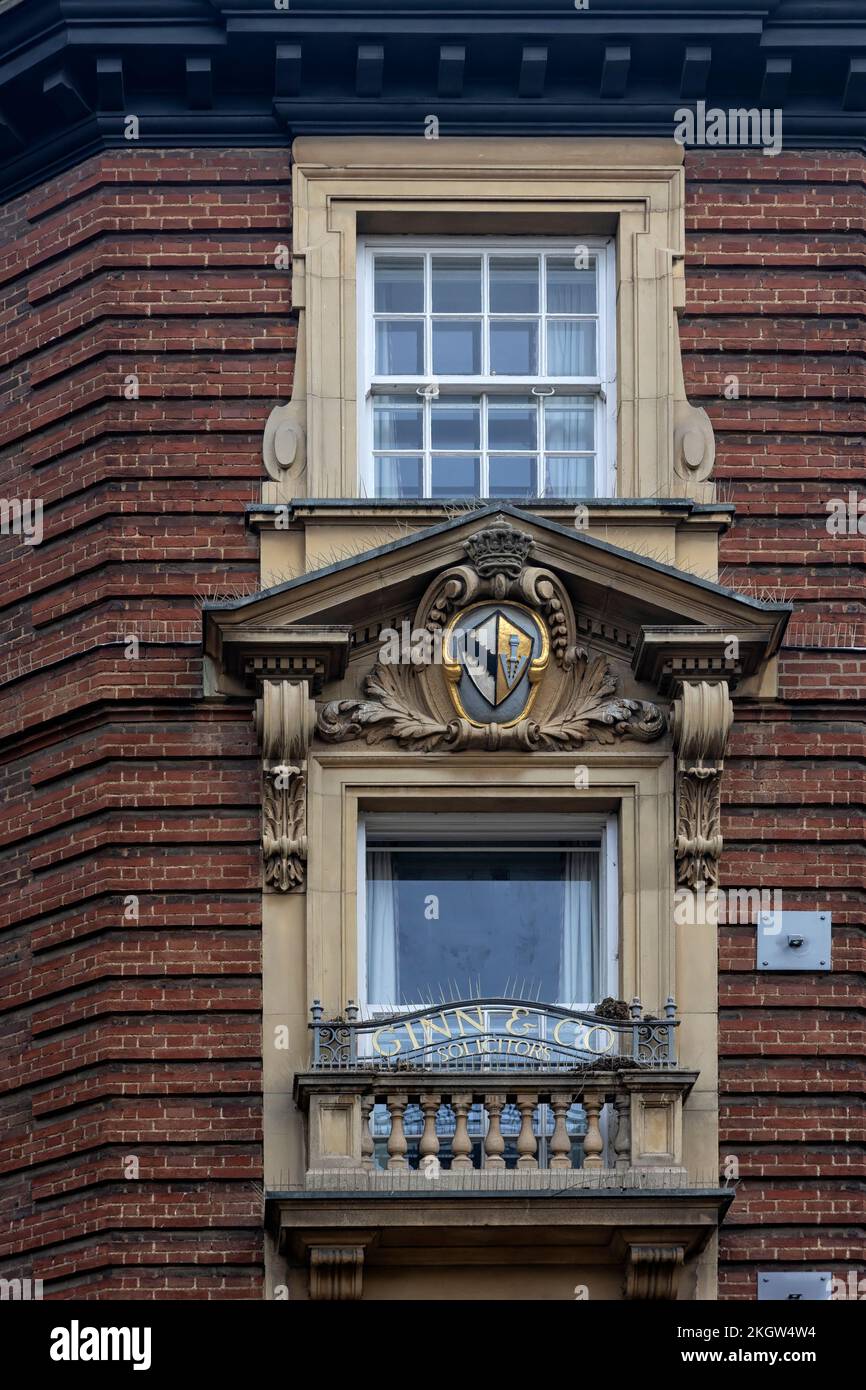 CAMBRIDGE, UK - OCTOBER 31, 2022: Ornate Victorian window on Montague ...