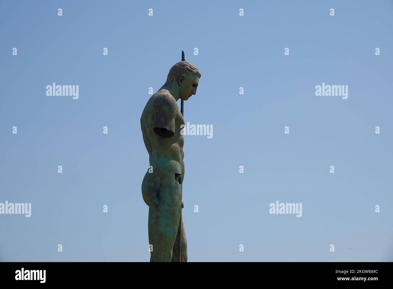 Daedalus statue by Igor Mitoraj overlooking the archeollogical site of ...