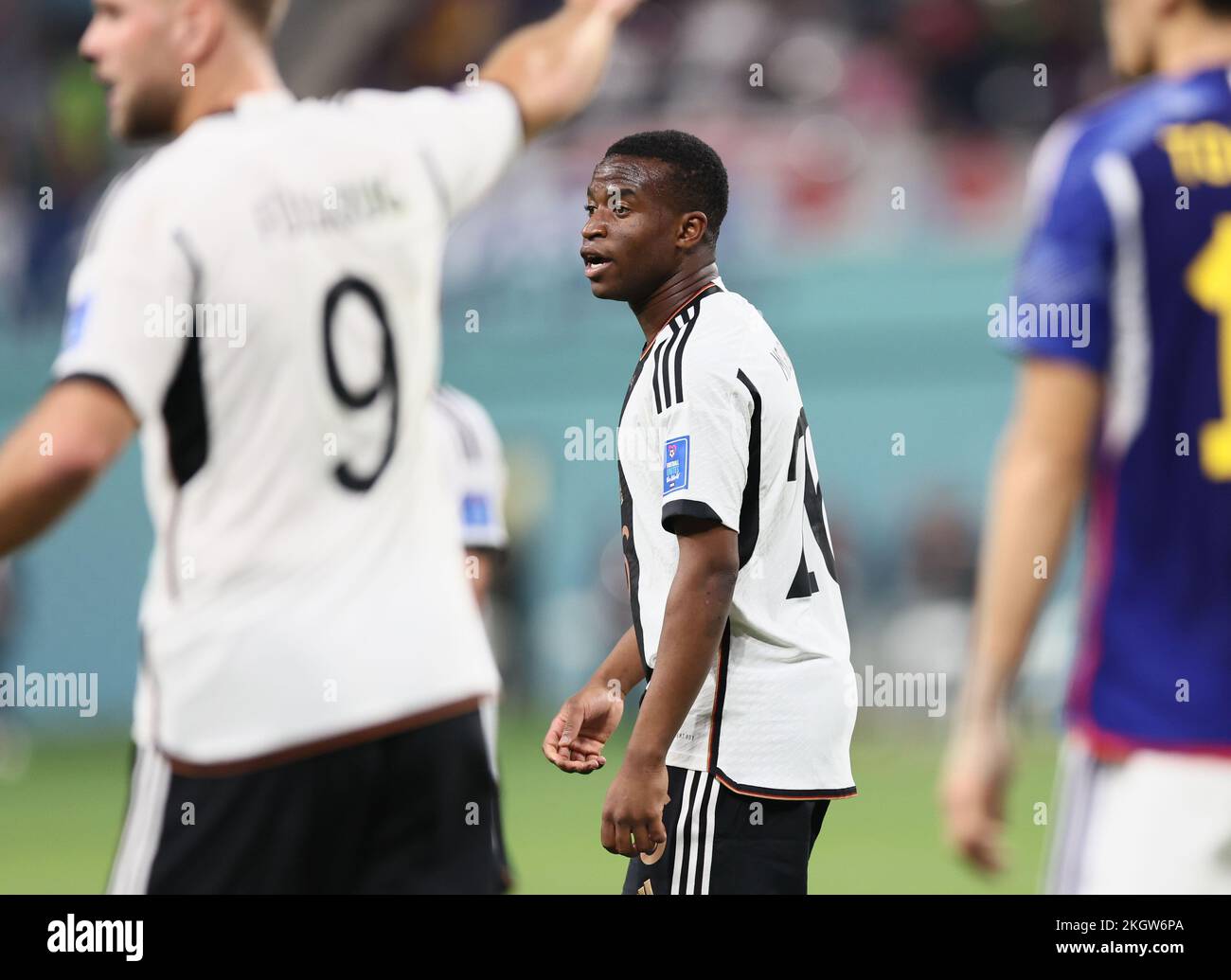 Doha, Qatar. 23rd Nov, 2022. Youssoufa Moukoko of Germany reacts during ...