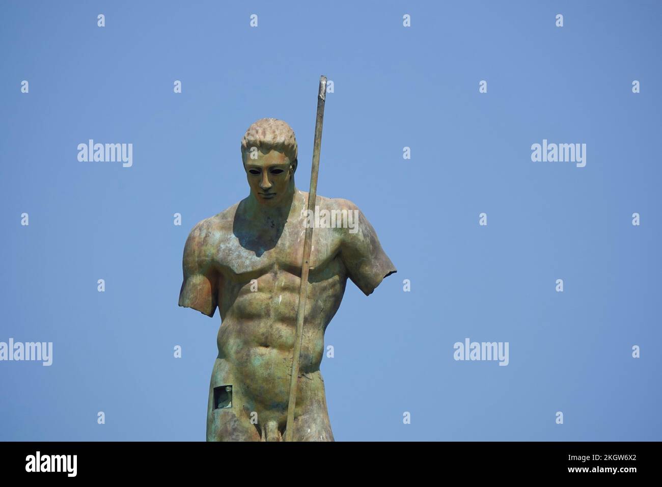 Daedalus statue by Igor Mitoraj overlooking the archeollogical site of ...