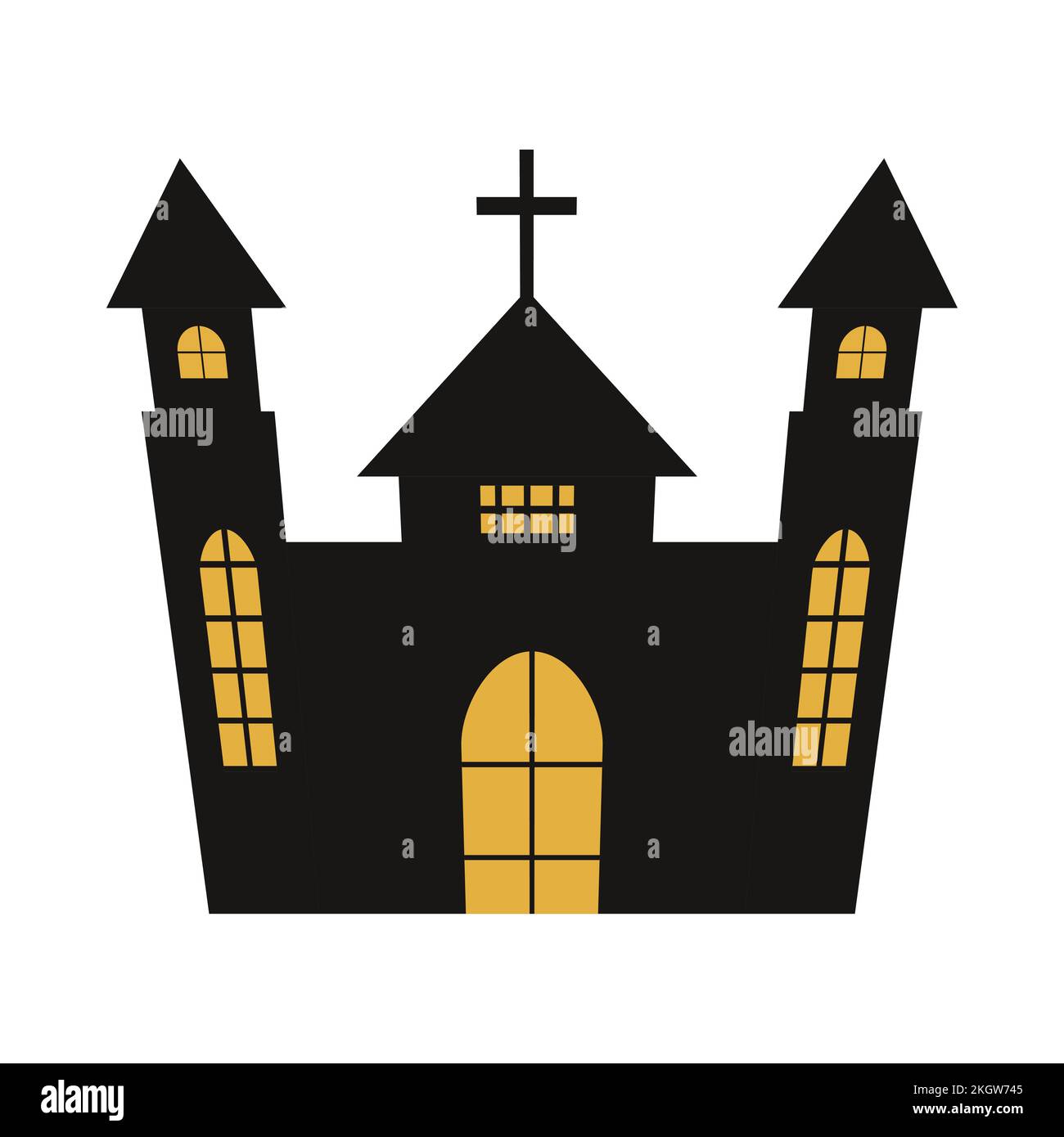 Halloween spooky castle silhouette design with yellow and dark black ...