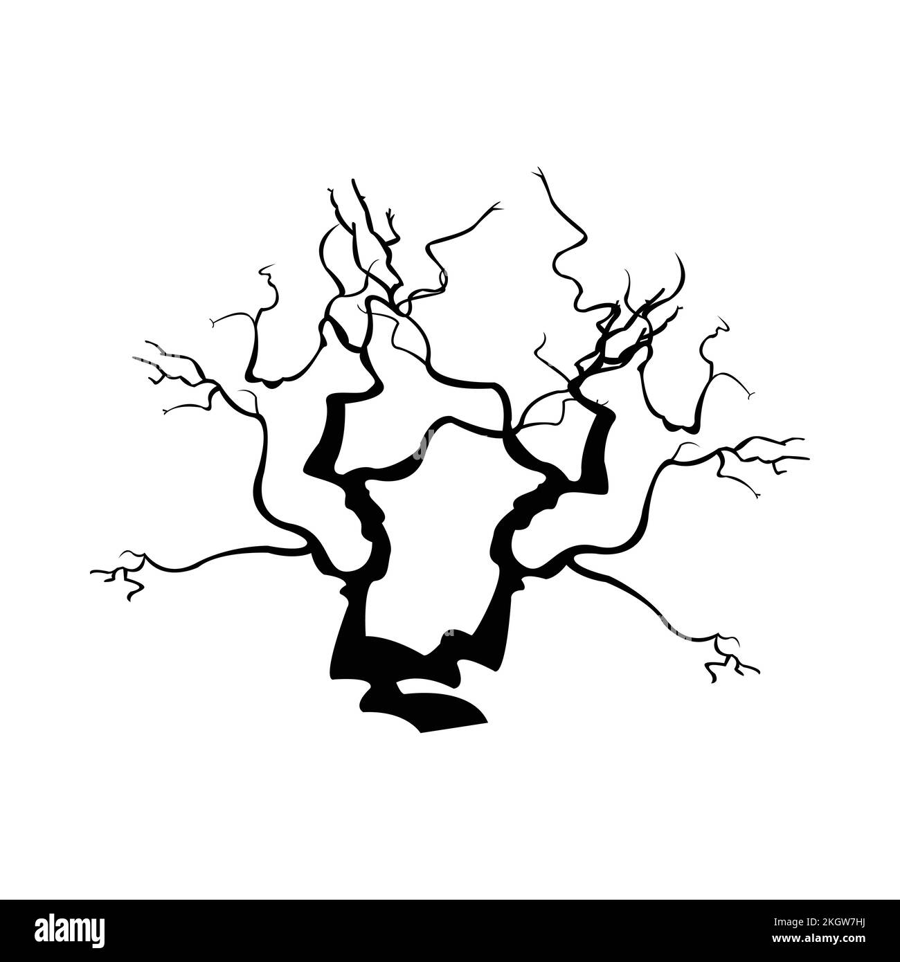 Halloween dead tree silhouette design with dark black color shade ...