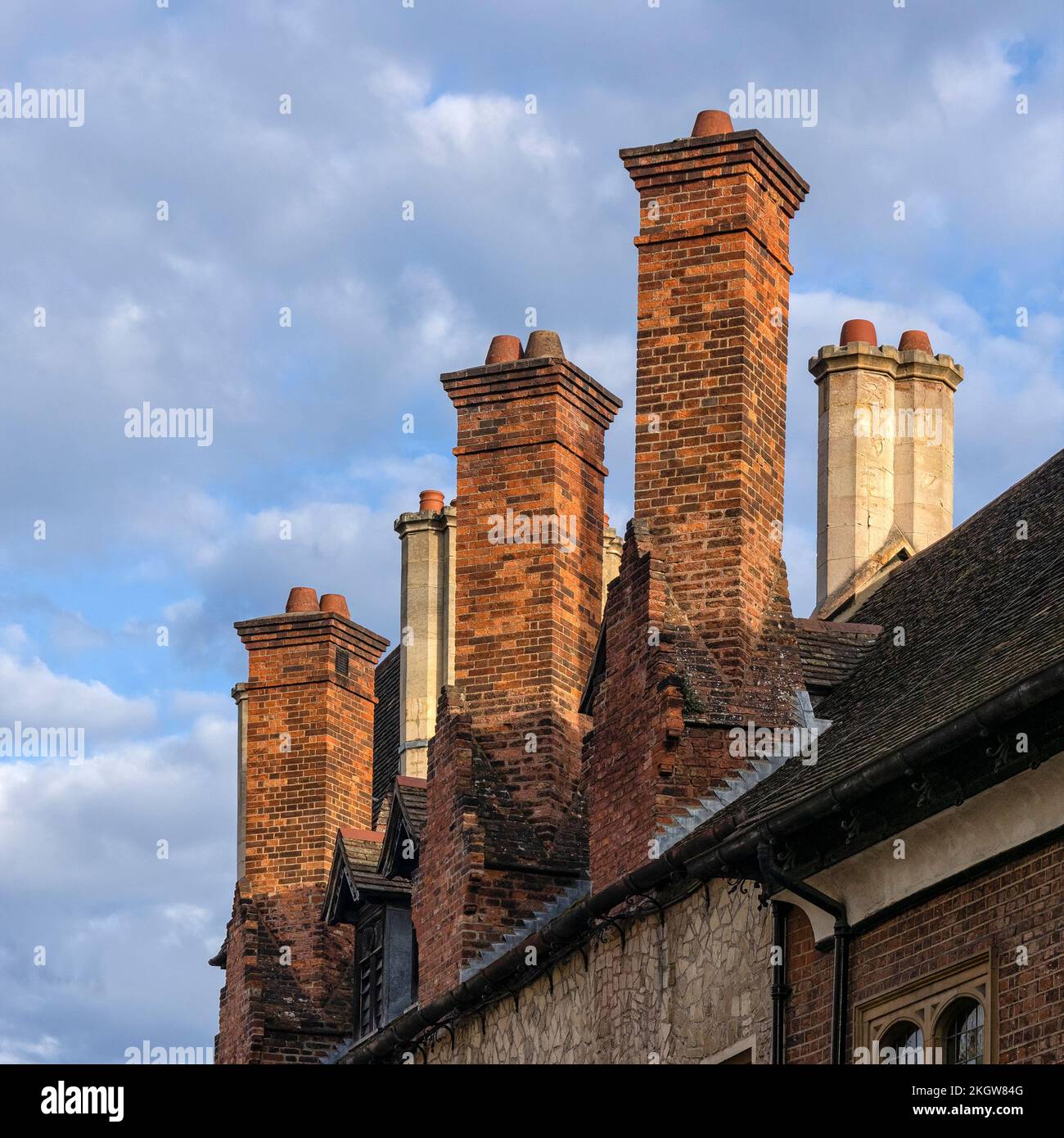 CAMBRIDGE, UK - OCTOBER 31, 2022: Large brick chimney stack on building ...
