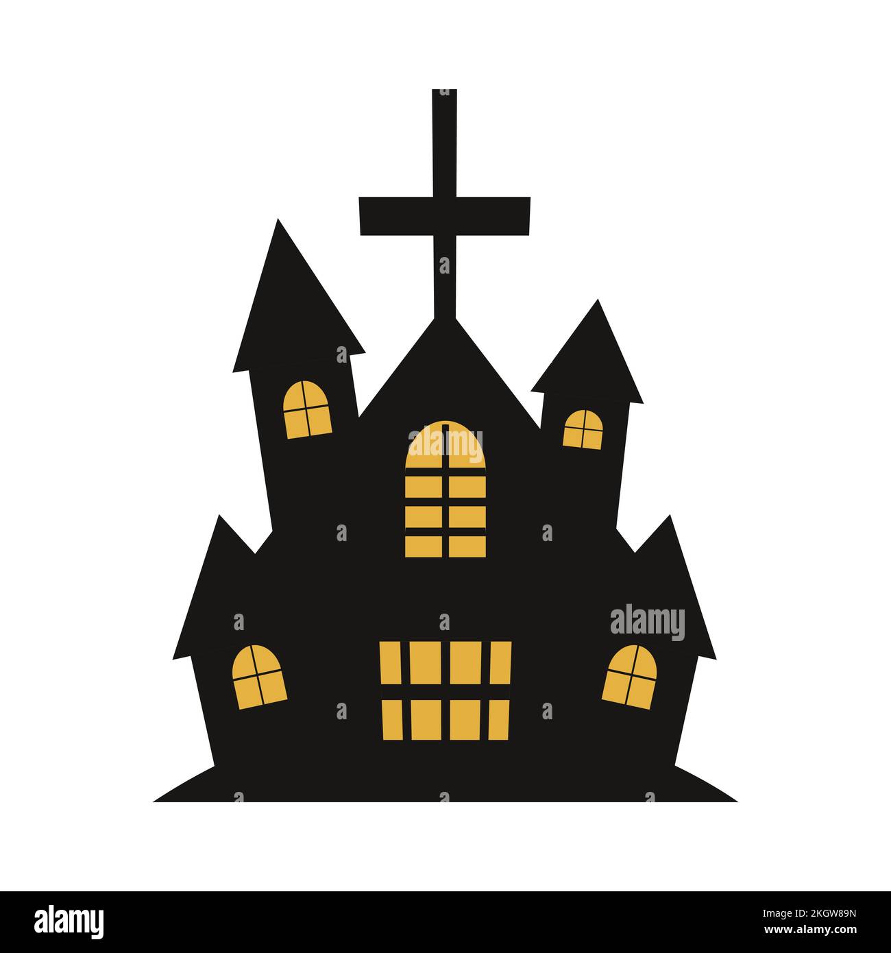 Halloween spooky house design with yellow and dark black color shade ...