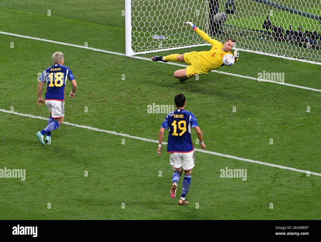 Doha, Qatar. 23rd Nov, 2022. Manuel Neuer (top), goalkeeper of Germany ...