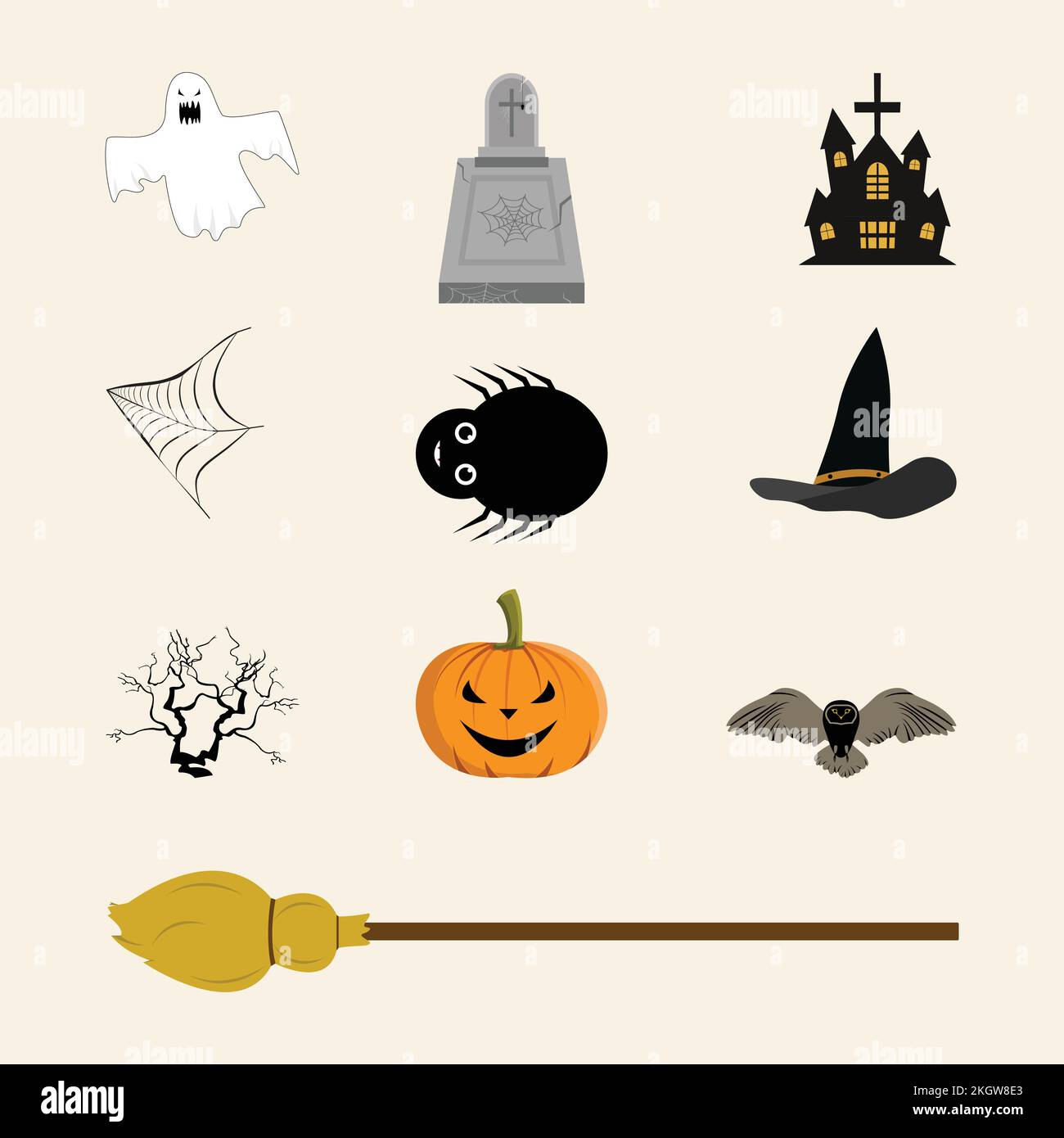 Halloween scary party element vector design on an off-white background ...